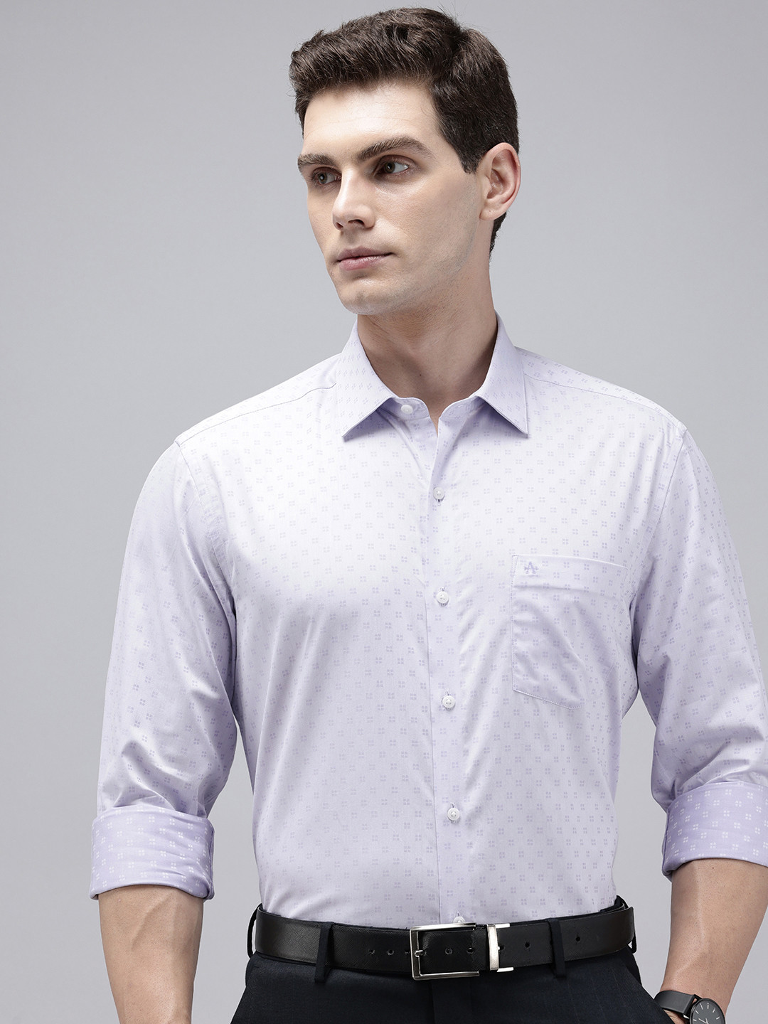 Buy Arrow Manhattan Slim Fit Self Design Textured Pure Cotton Formal ...