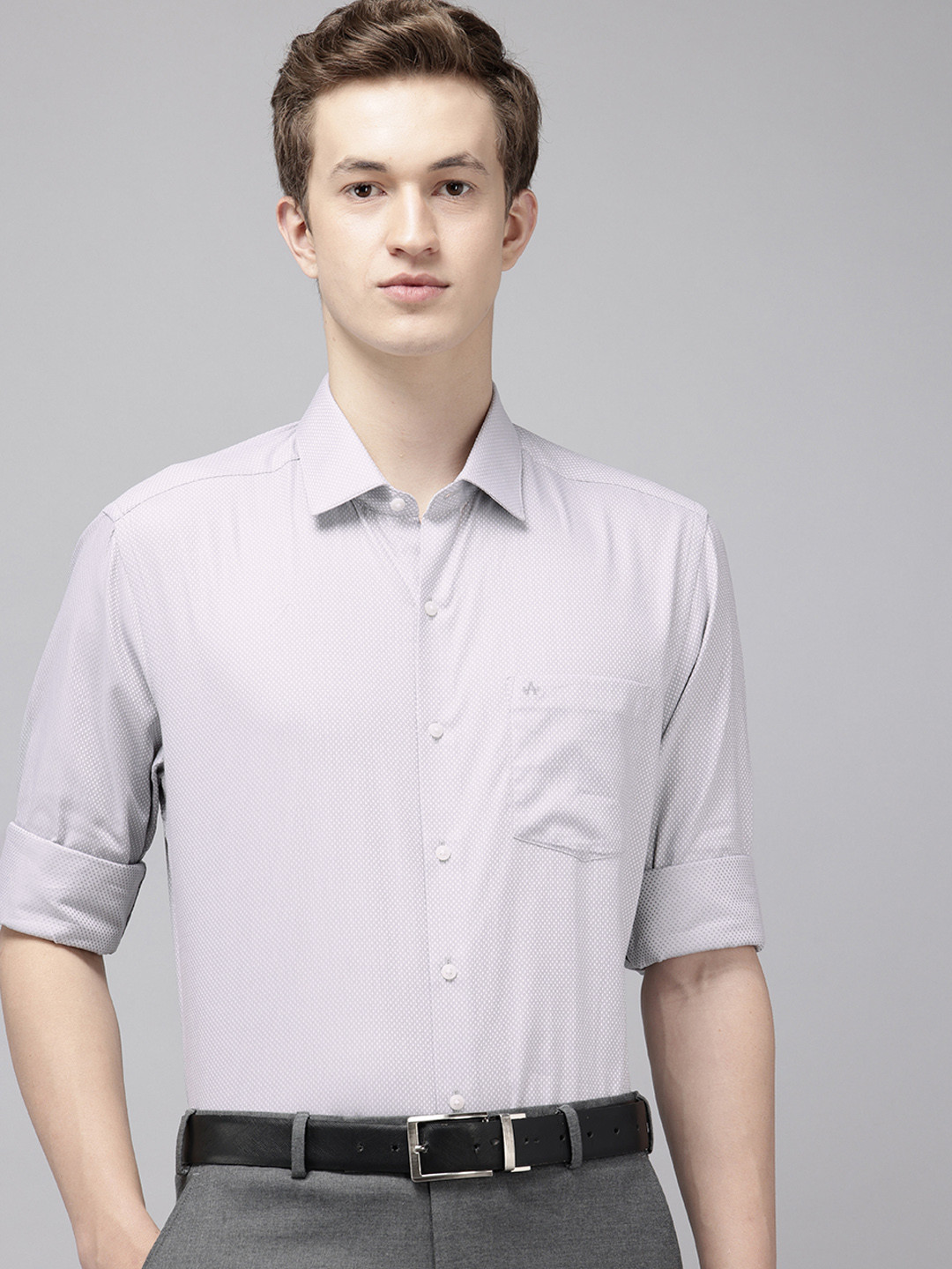 Buy Arrow Manhattan Slim Fit Opaque Self Design Textured Pure Cotton ...