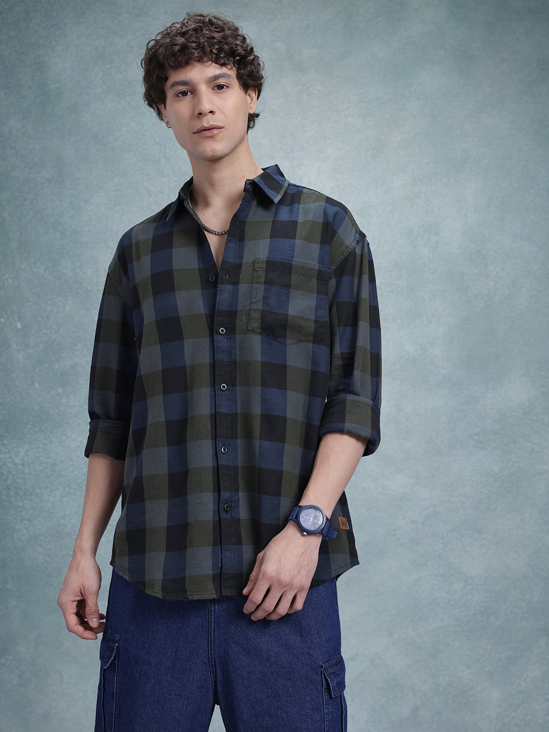 Buy The Roadster Life Co. Relaxed Fit Checked Pure Cotton Shirt - Shirts for Men 31547411 | Myntra