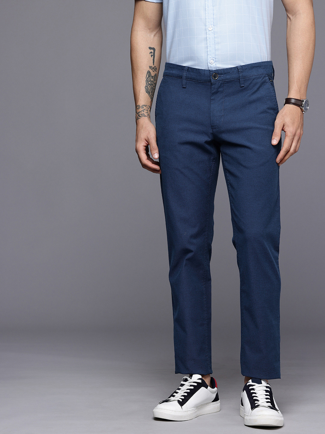 Buy Louis Philippe Sport Men Slim Fit Trousers - Trousers for Men ...