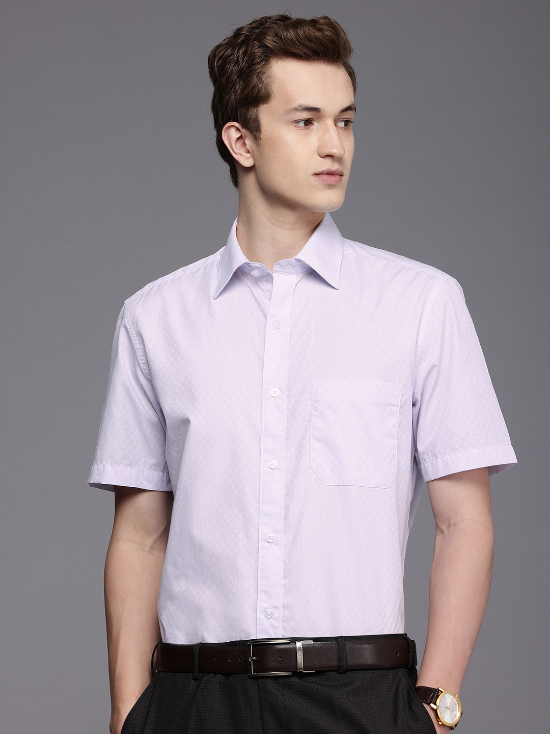 Buy Louis Philippe Classic Fit Textured Pure Cotton Formal Shirt ...