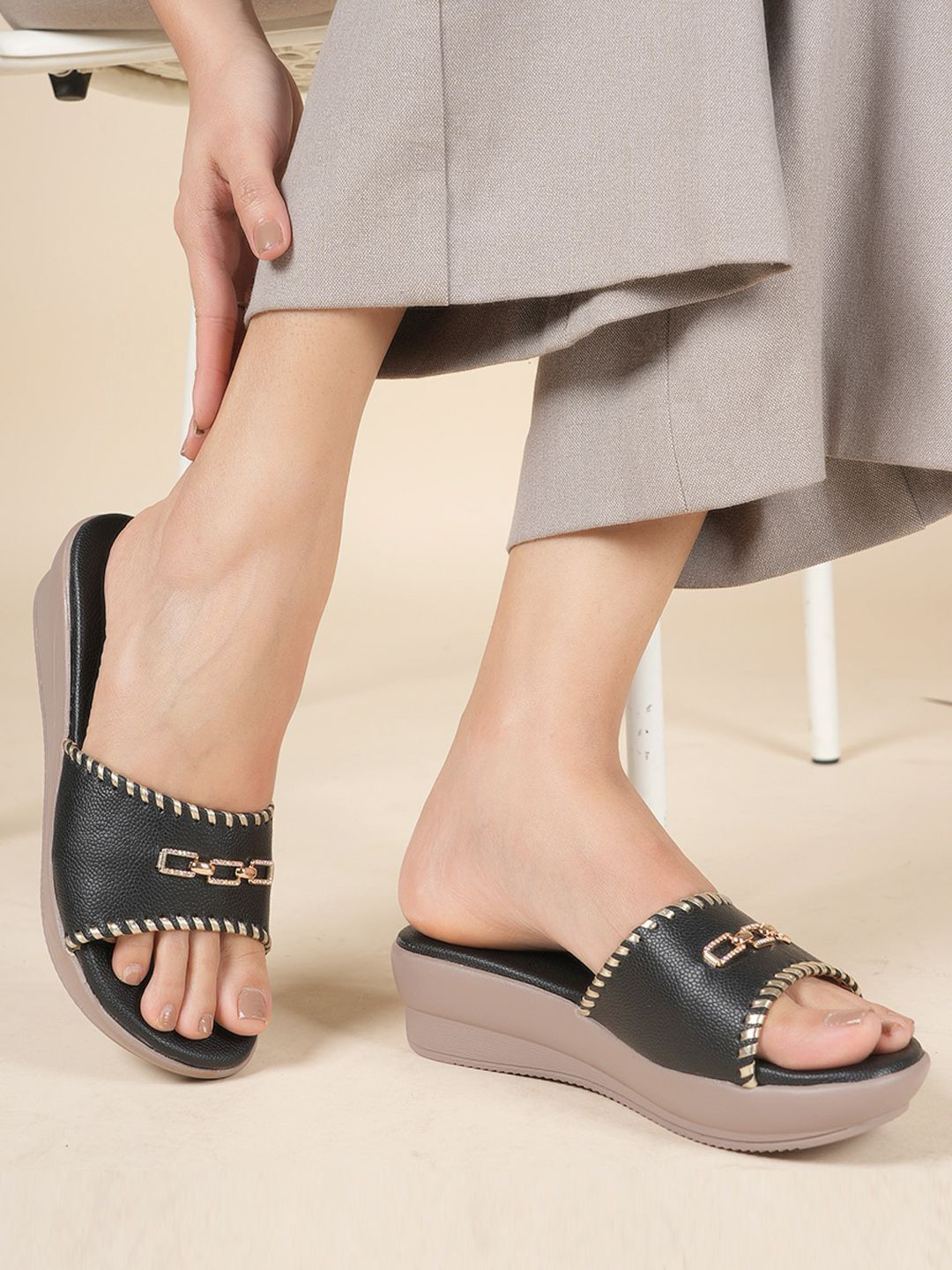 Buy DressBerry Women Embellished Round Toe Platform Mules - Heels for ...