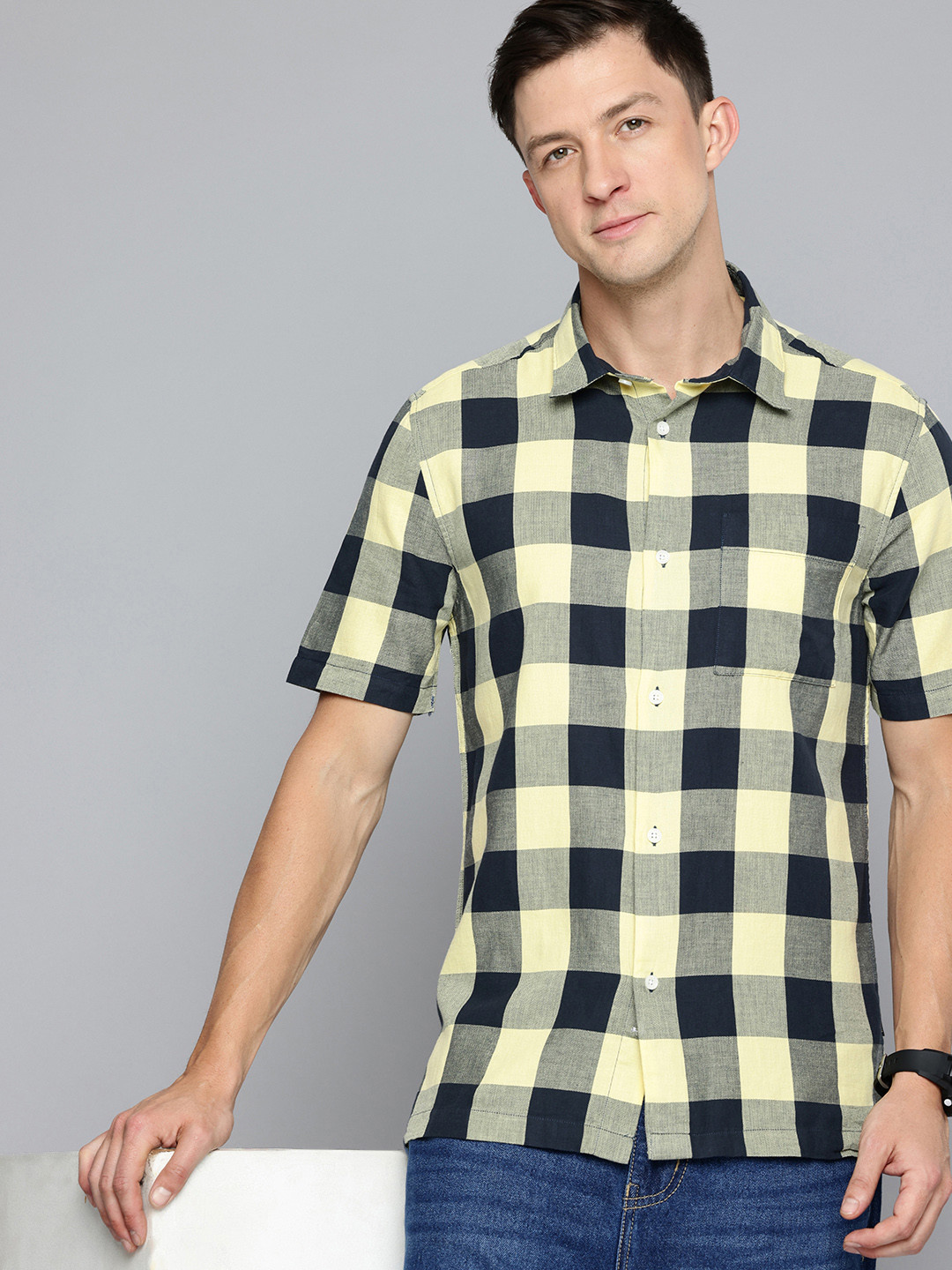 Buy Flying Machine Opaque Checked Pure Cotton Casual Shirt - Shirts for ...
