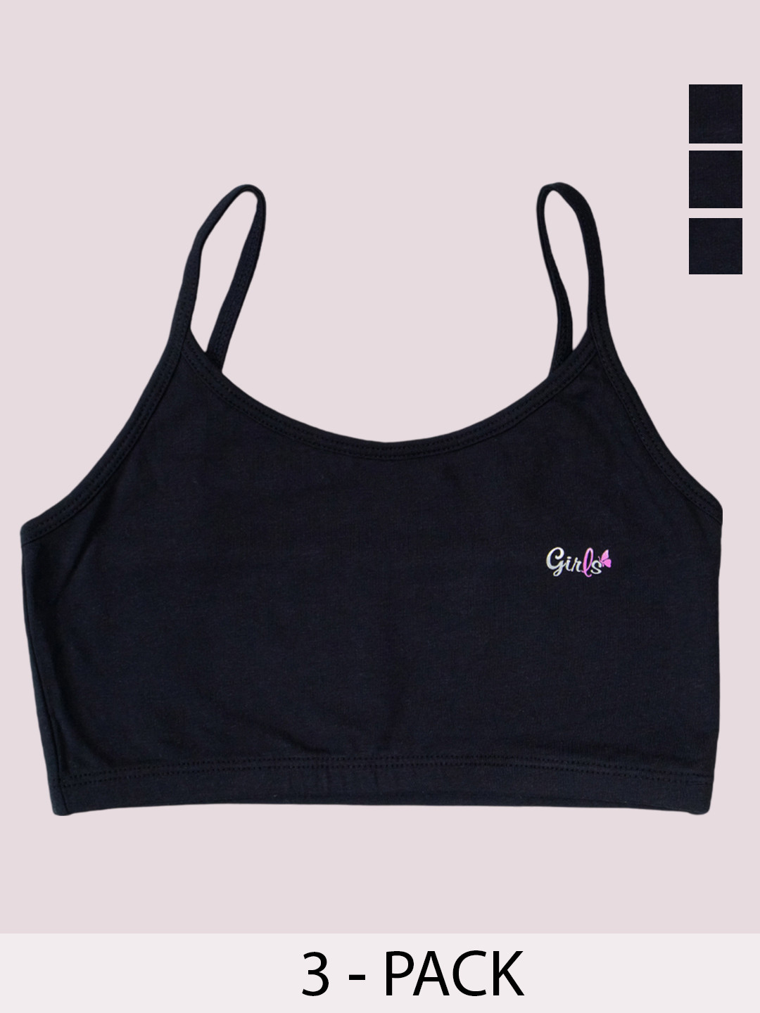 Buy SOIE Girls Pack Of 3 Cotton Spandex Super Soft Training Bra - Bra ...