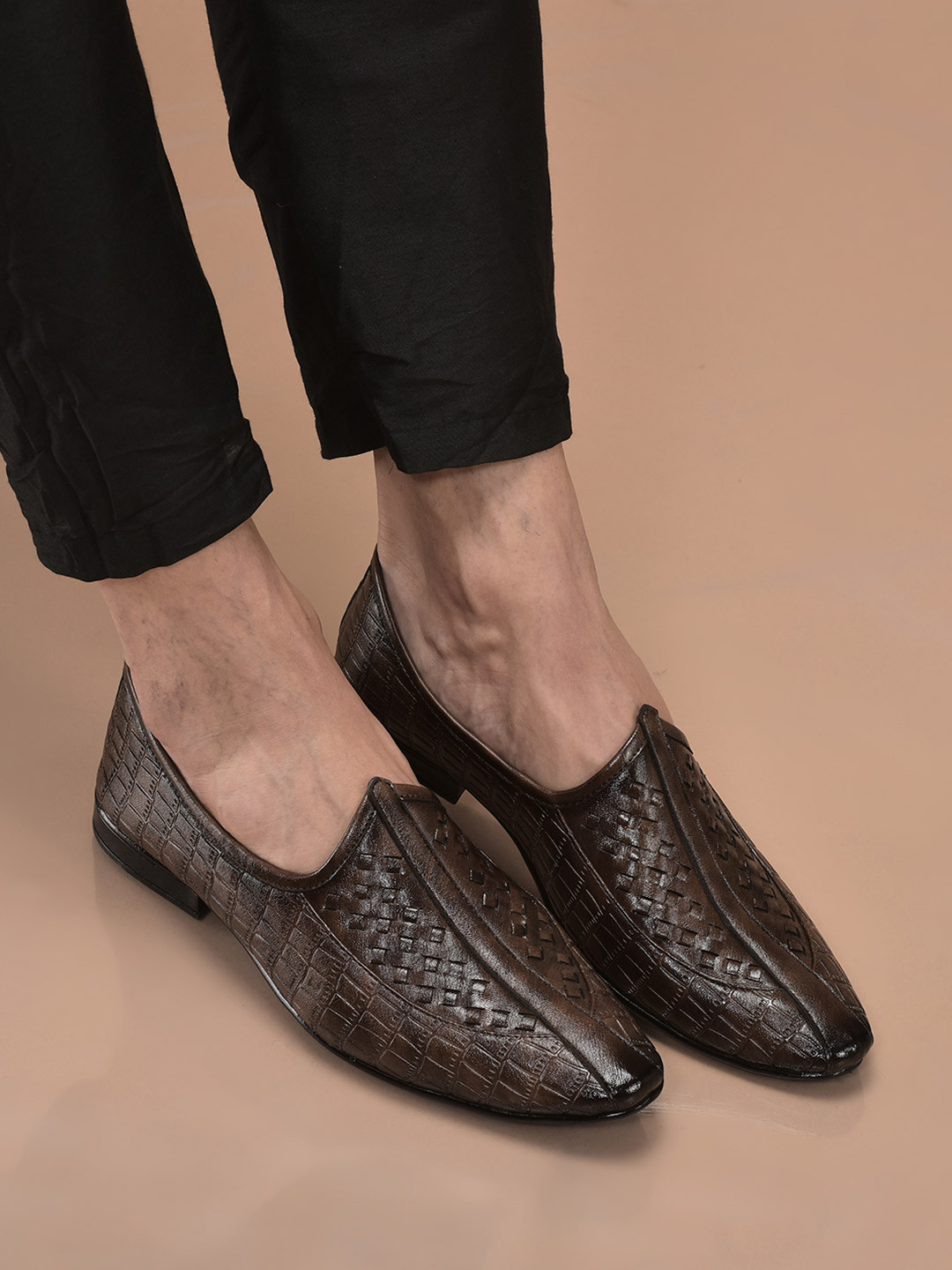 Buy FAUSTO Men Woven Design Pointed Toe Mojaris - Casual Shoes for Men ...