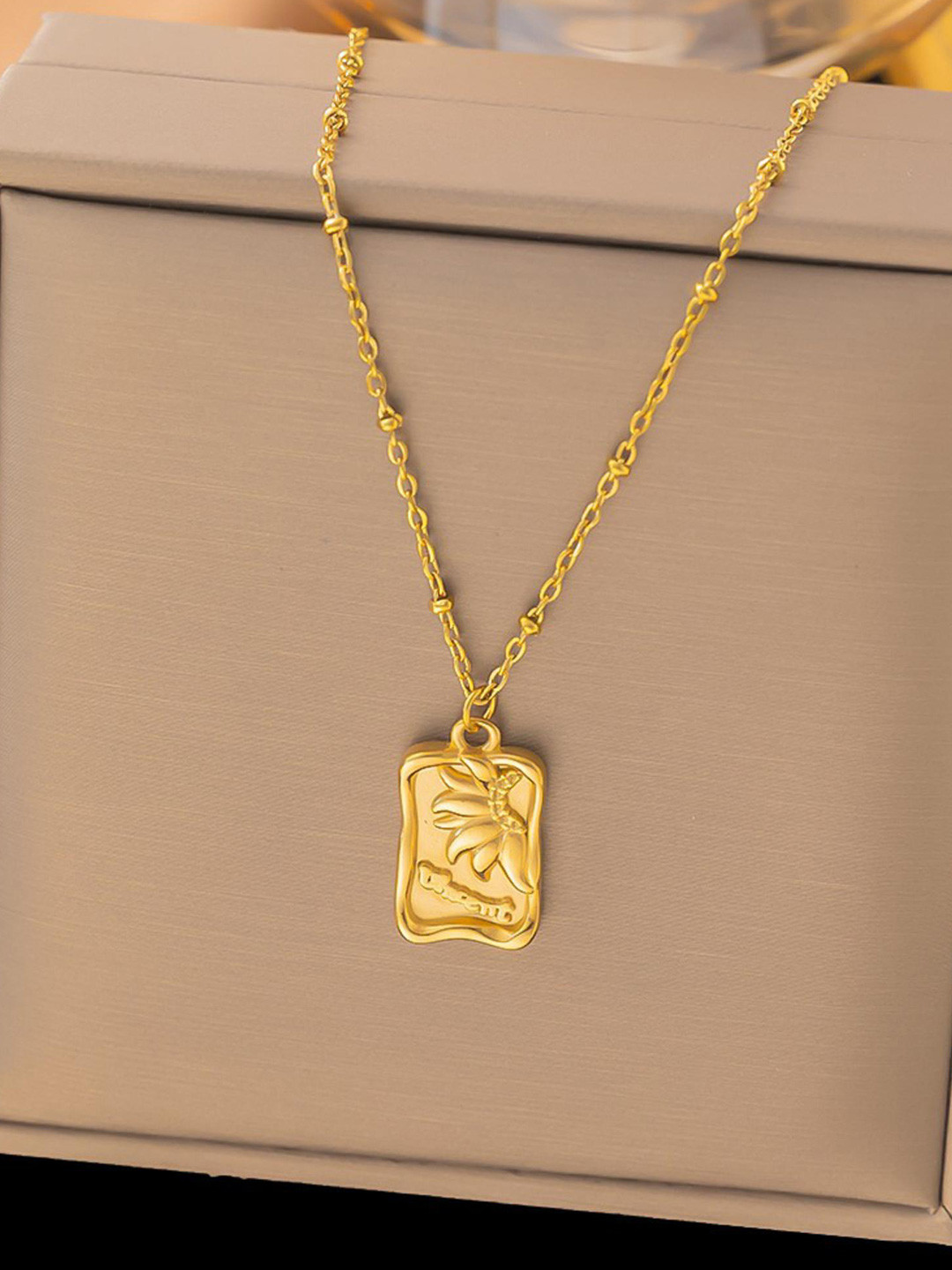 Buy MYKI Gold Plated Square Pendants With Chains - Pendant for Women ...