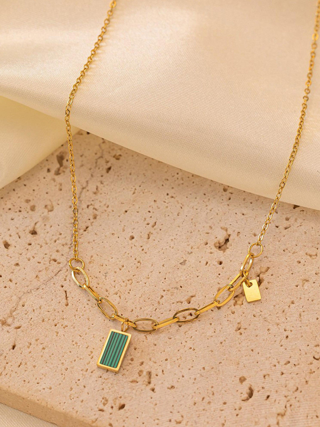 Buy MYKI Gold Plated Square Pendant With Chain - Pendant for Women ...
