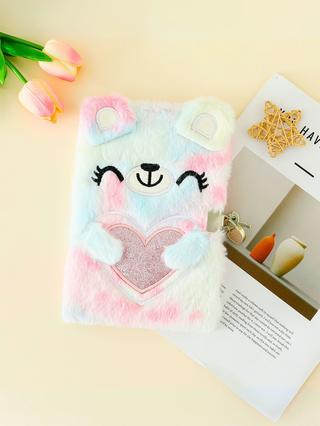 Buy Tinker Squad Cute Teddy Plush Cover Lock Dairy Notebook Stationery ...