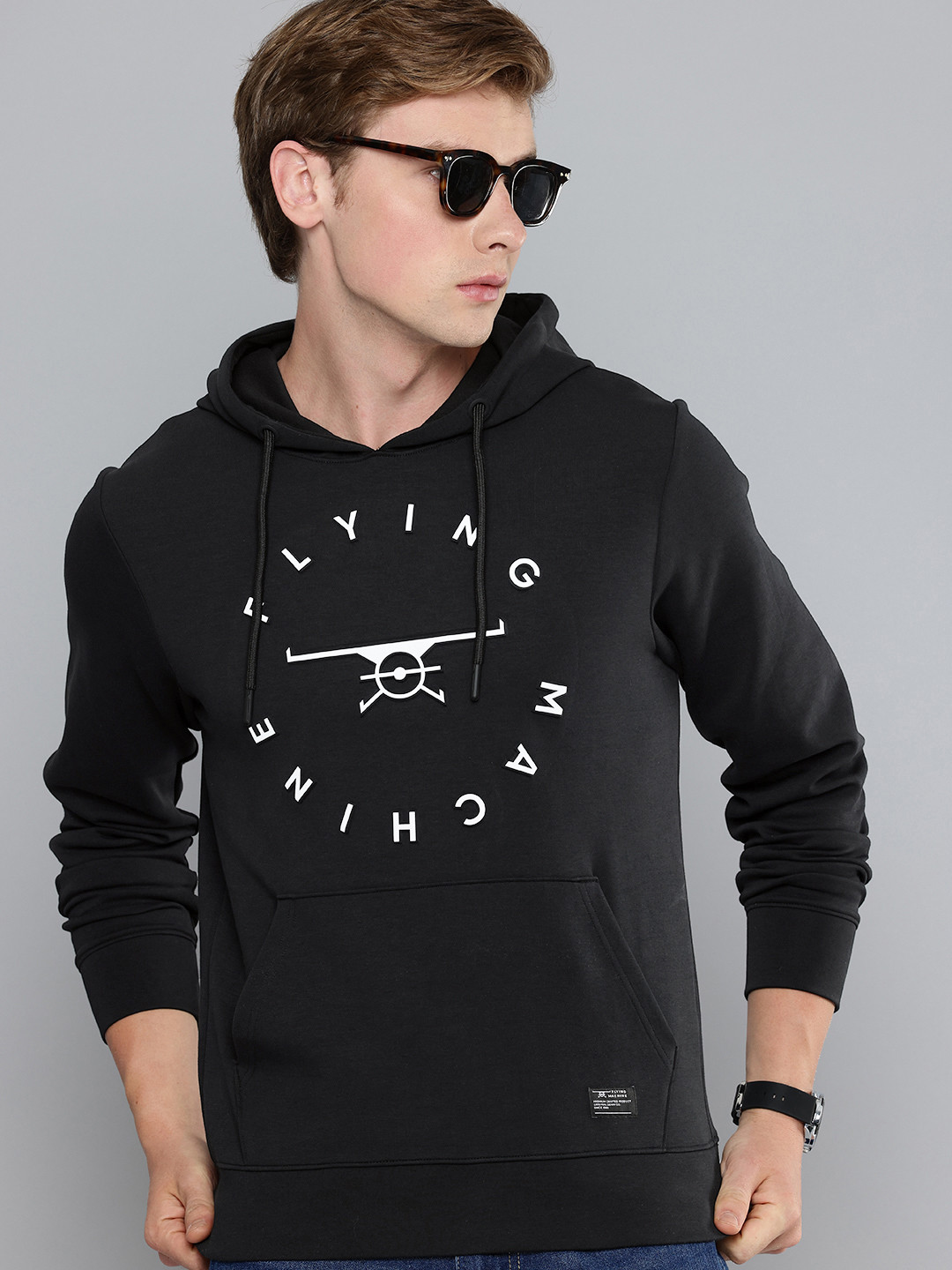 Buy Flying Machine Brand Logo Embossed Hooded Sweatshirt - Sweatshirts ...