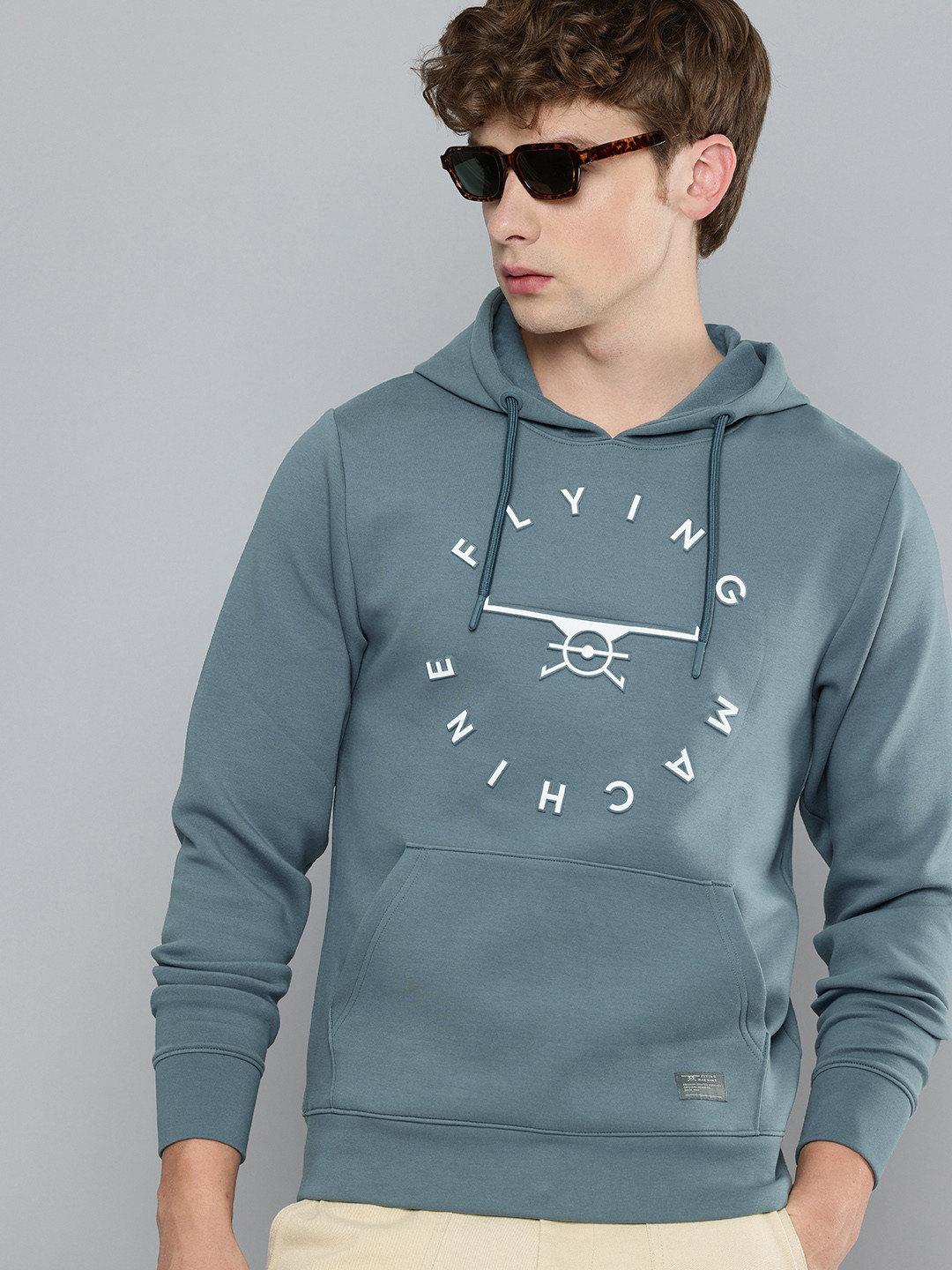 Buy Flying Machine Brand Logo Embossed Hooded Sweatshirt - Sweatshirts ...