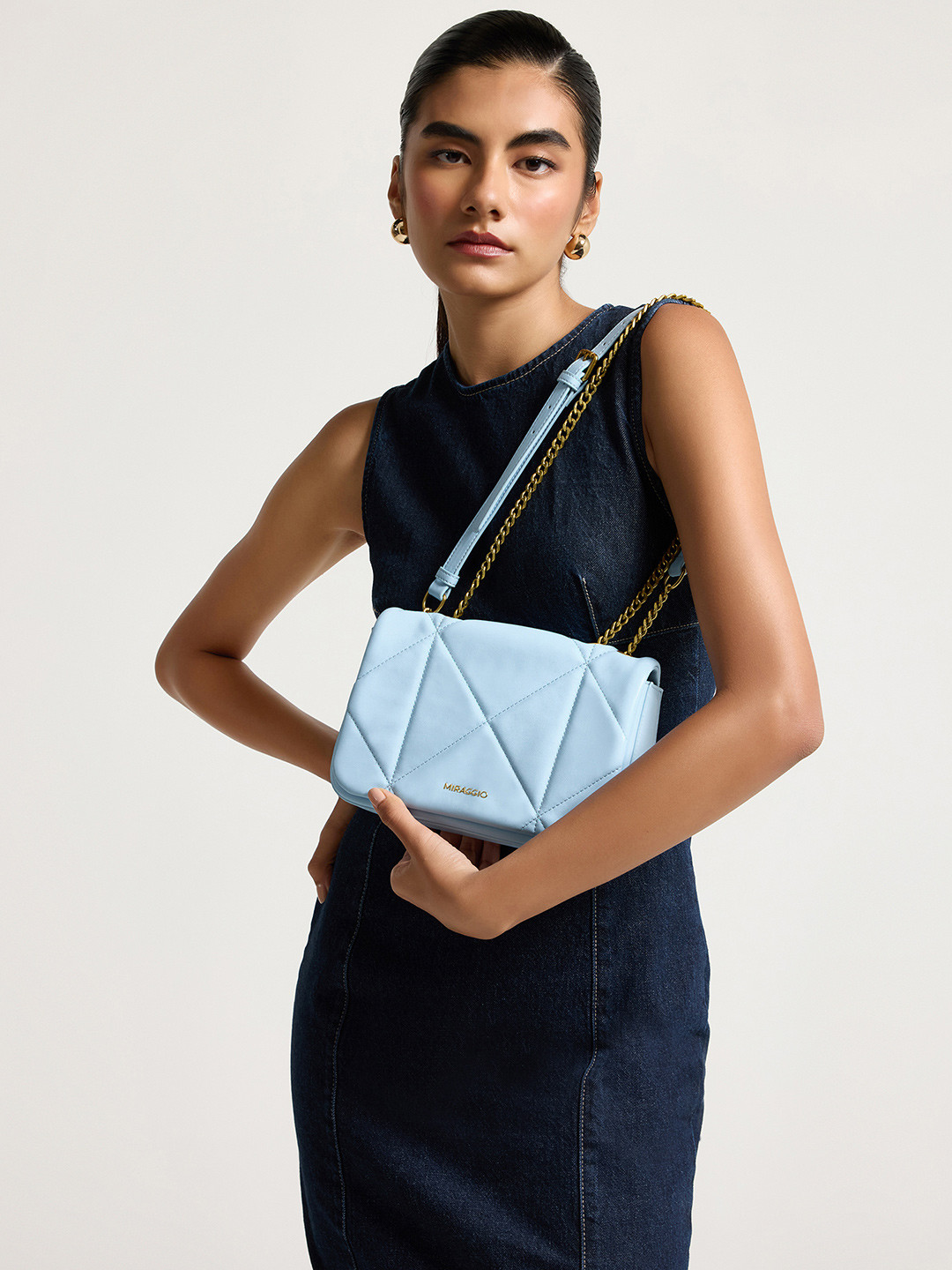 Buy MIRAGGIO Ruth Blue Sling Bag With Adjustable Sling Strap - Handbags ...