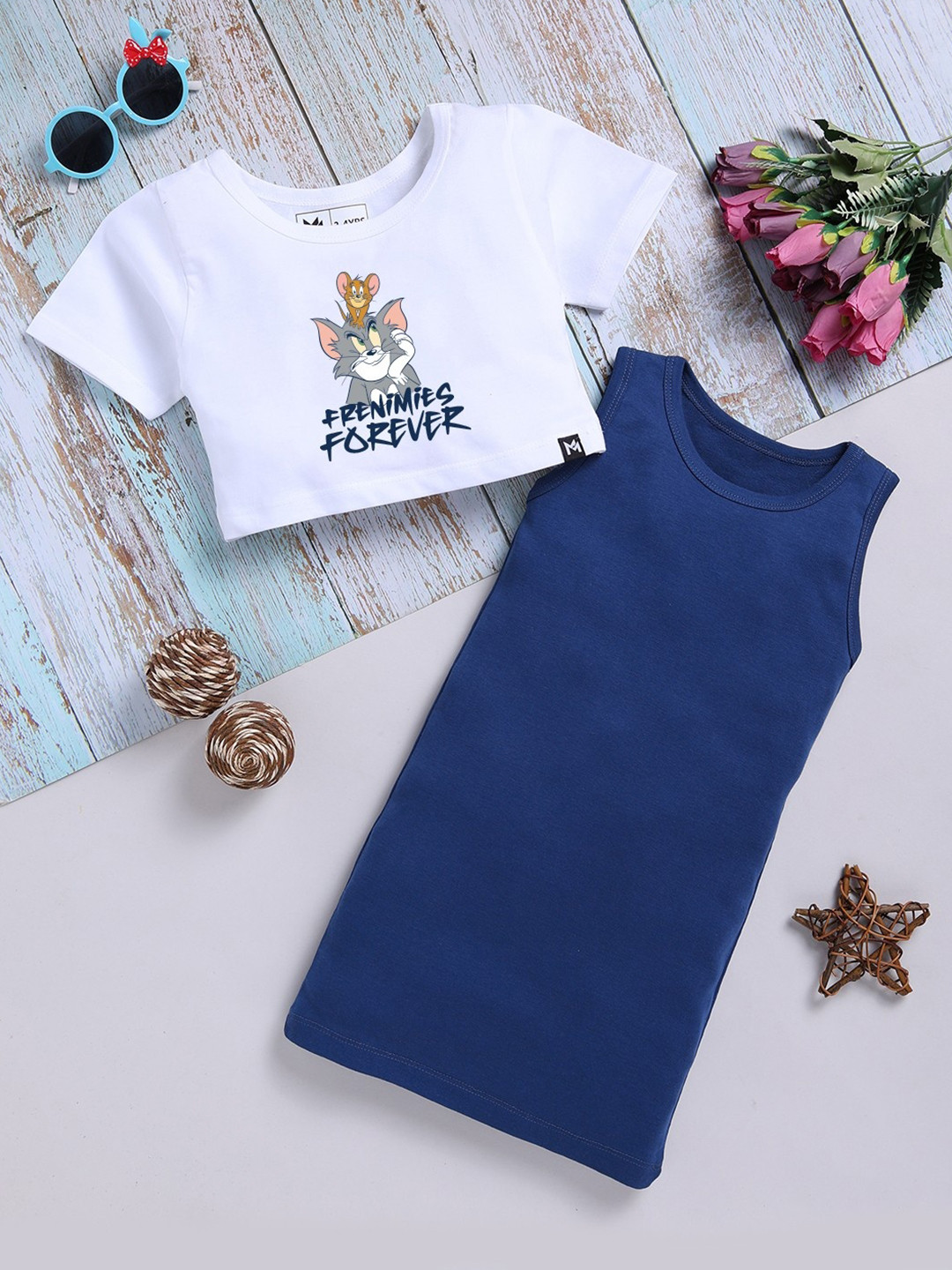 Buy YK X Minute Mirth Girls Pure Cotton Sheath Dress With Tom & Jerry ...