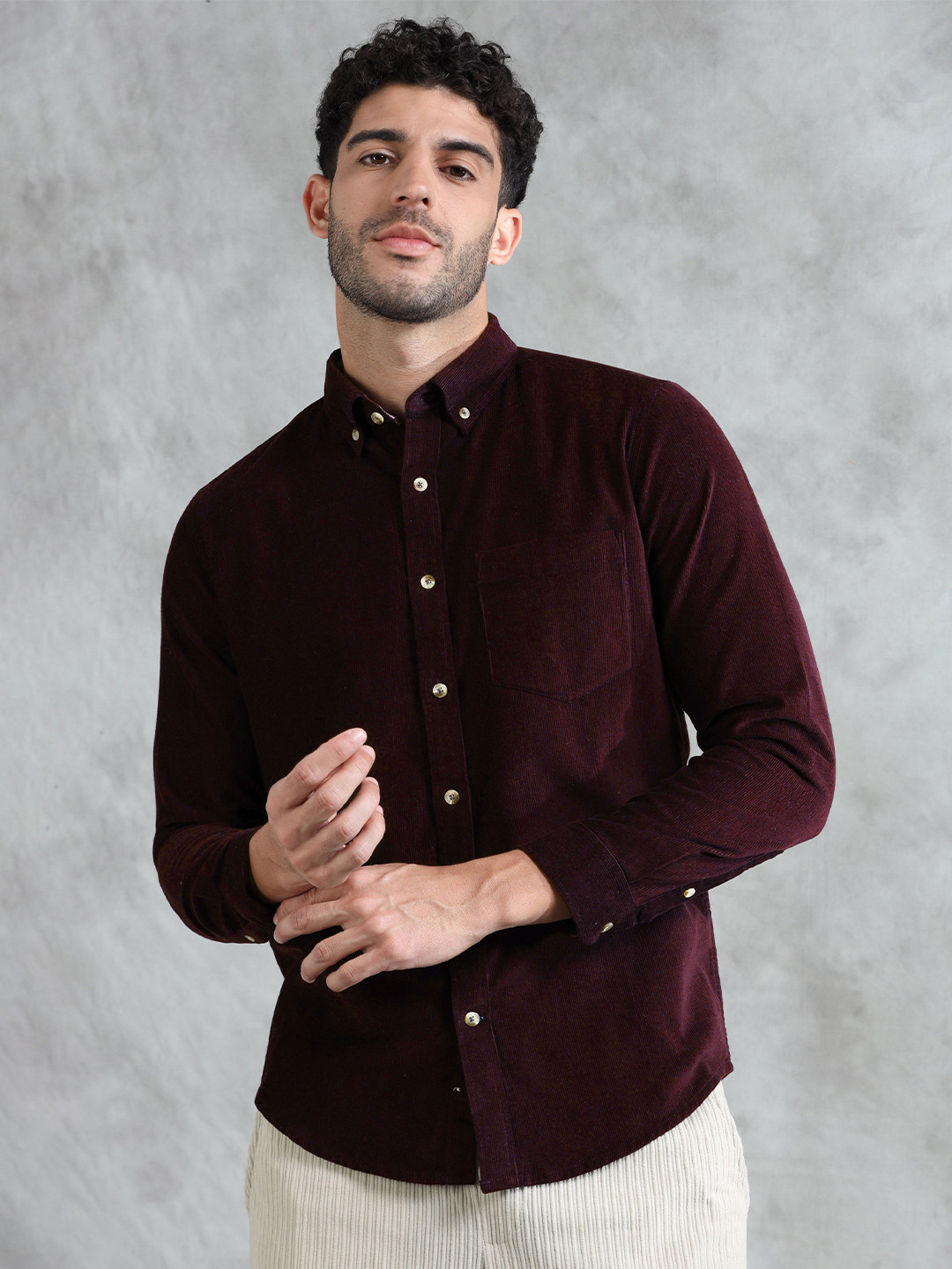 Buy THE FORMAL CLUB Men Premium Spread Collar Solid Cotton Casual Shirt ...