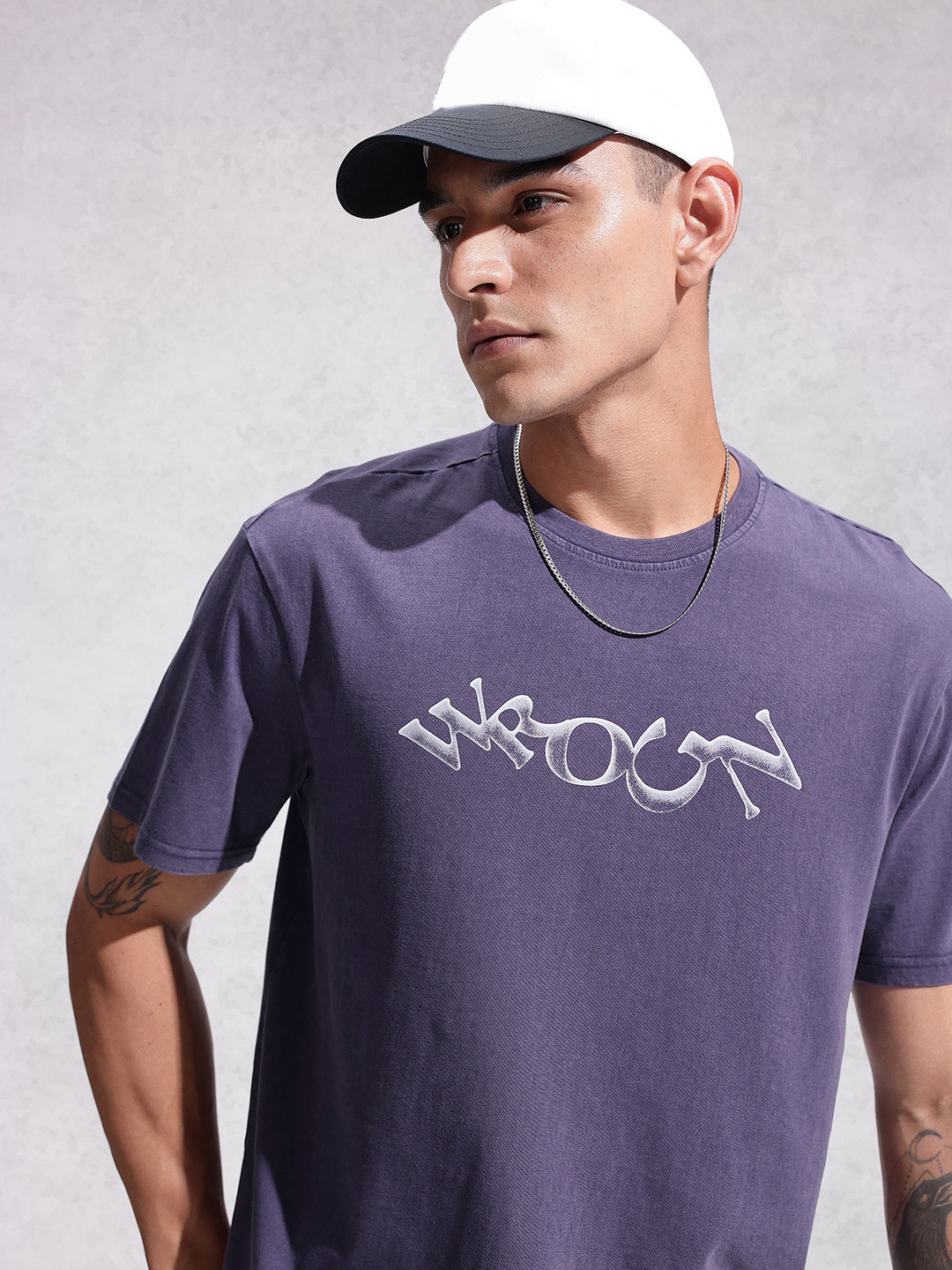 Buy WROGN Brand Logo Printed Drop Shoulder Sleeves Pure Cotton ...