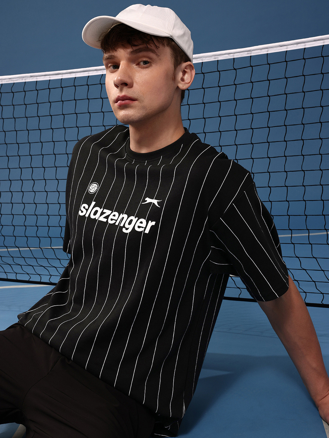 Buy Slazenger Brand Logo Printed Drop Shoulder Sleeves Relaxed Fit Pure ...