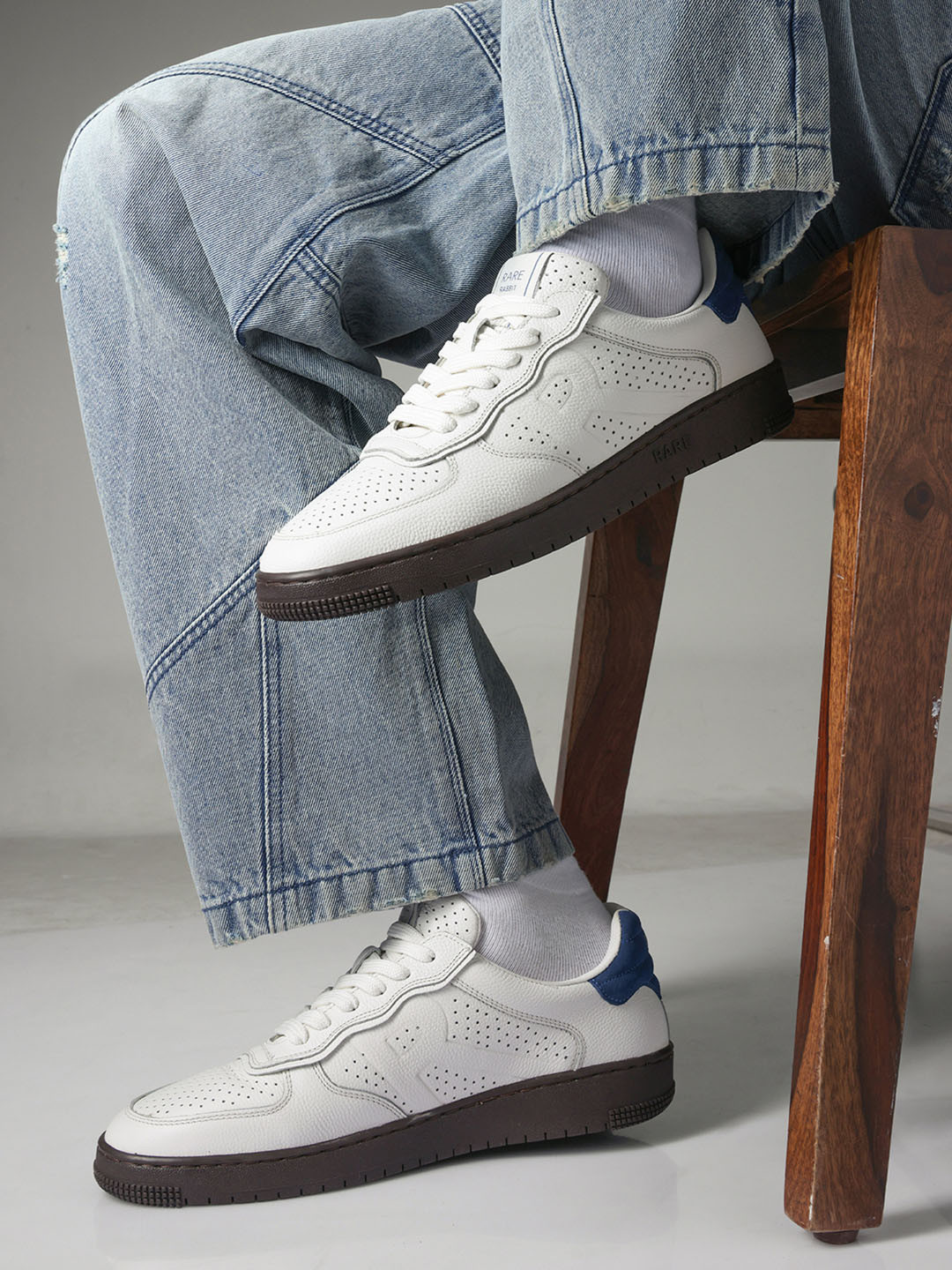 Buy RARE RABBIT Men Perforations Round Toe Leather Sneakers - Casual ...