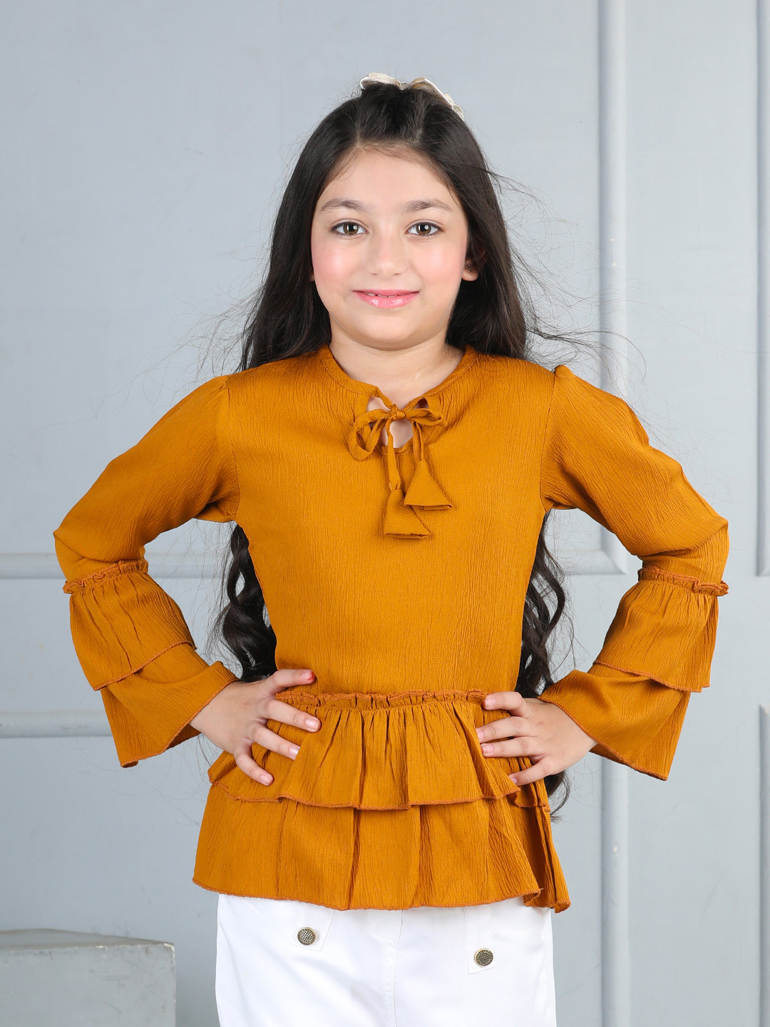 Buy Cutiekins Girls Flared Sleeve Layered Tiered Top - Tops for Girls ...
