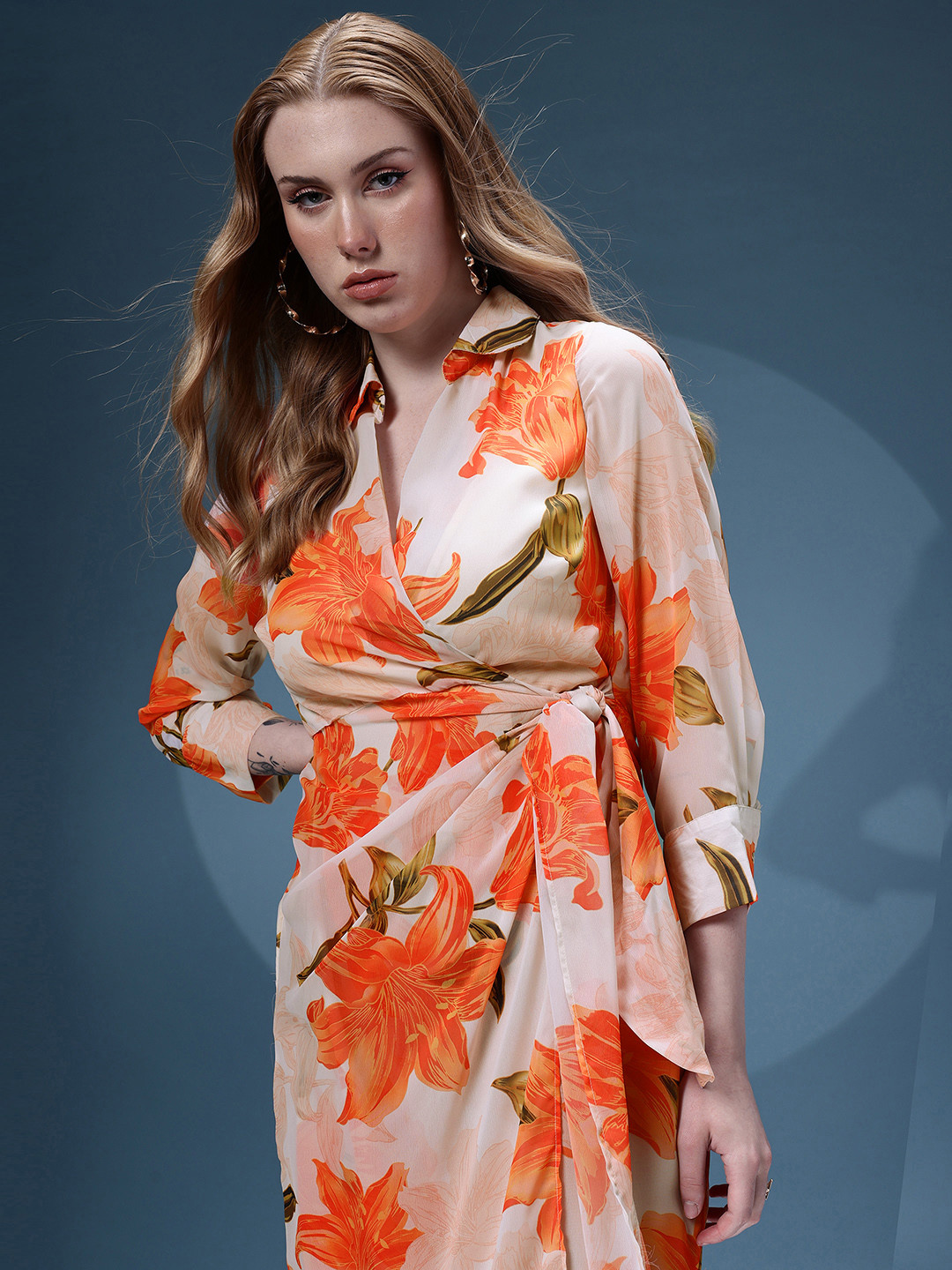 Buy Bebe Dose Of Vitamin Floral Print Tie Up Wrap Dress - Dresses for ...