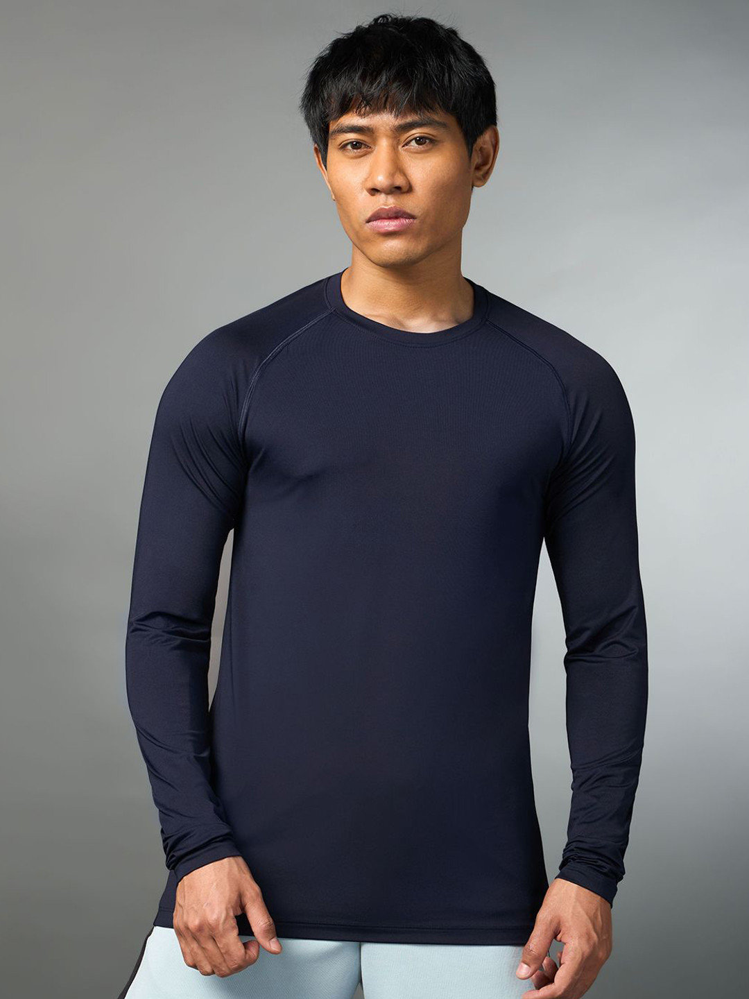 Buy CULT Men Navy Base Layer Run Full Sleeve Slim Fit T Shirt - Tshirts ...