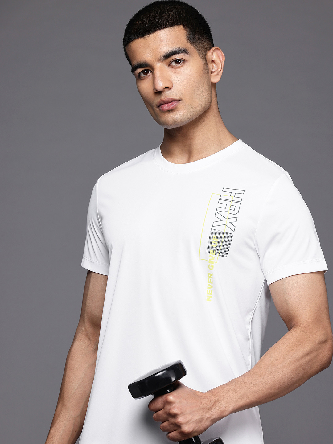 Buy HRX By Hrithik Roshan Round Neck Logo Printed Rapid Dry Training T ...