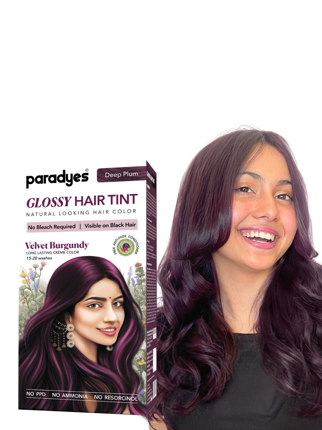 Buy Paradyes Semi Permanent Creme Glossy Tint Hair Color 160g Velvet ...