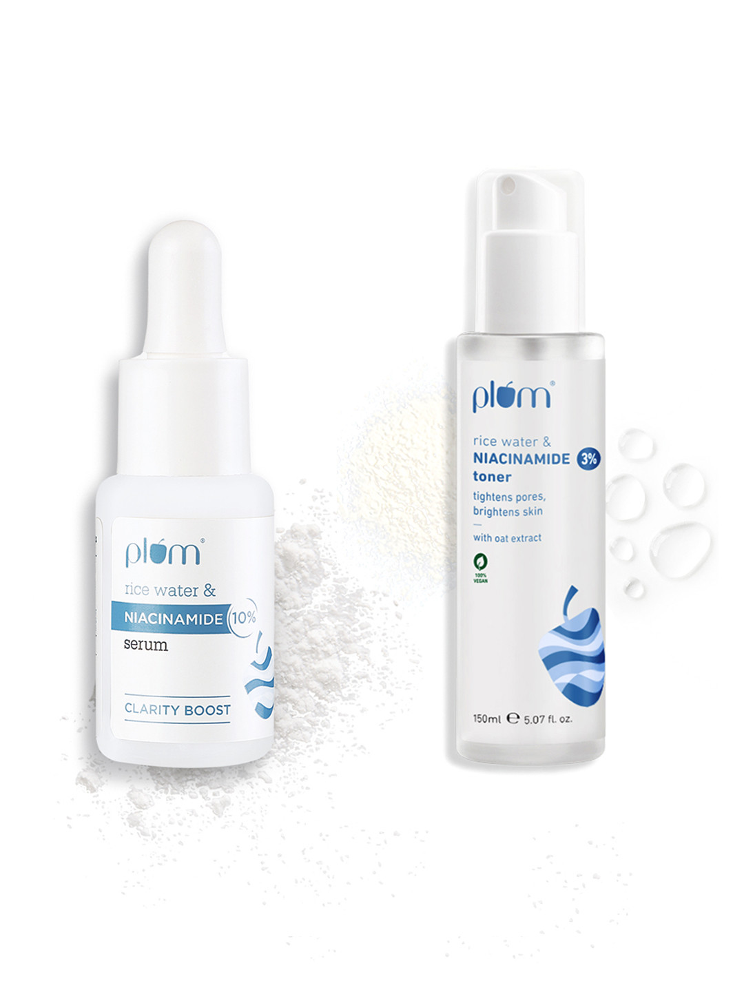 Buy Plum Rice Water & Niacinamide Toner 150ml & Face Serum 15ml - Skin ...