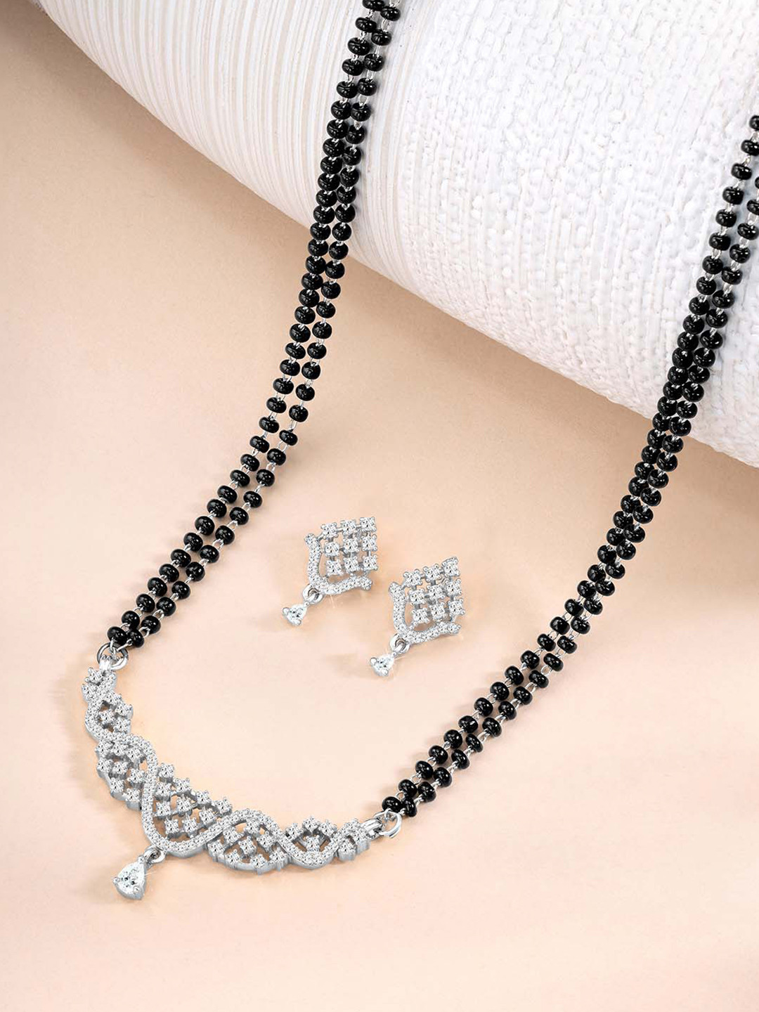 Buy Peora Silver Plated Artificial Stones Mangalsutra - Mangalsutra for ...