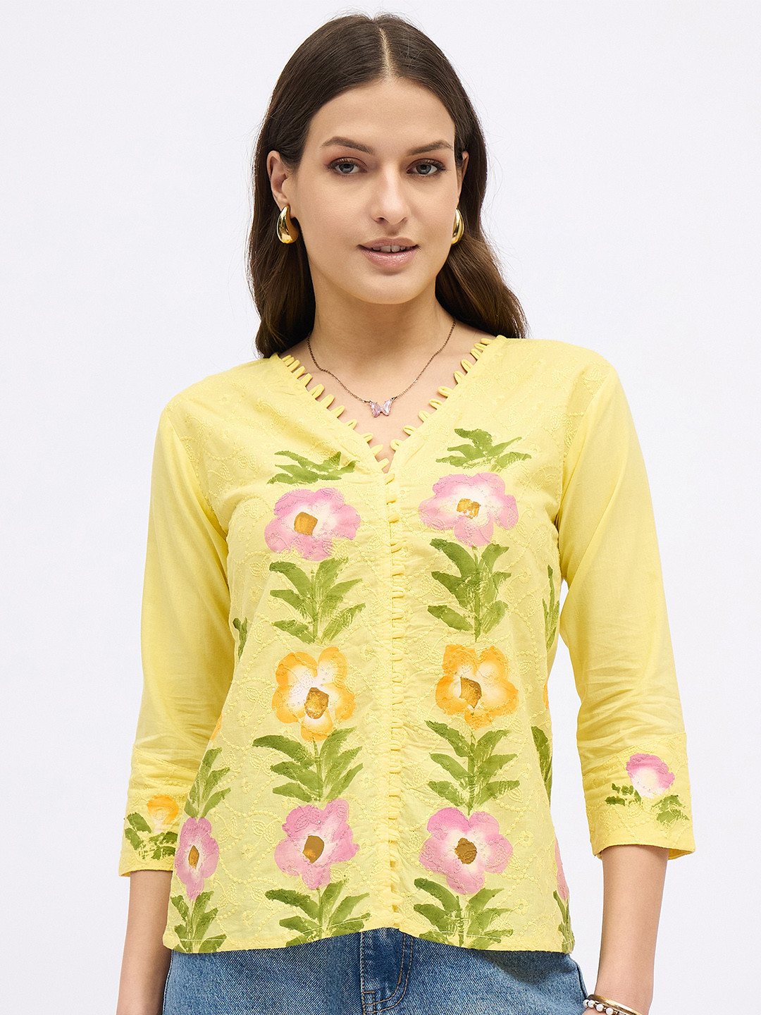 Buy DressBerry Print Cotton Schiffli Top - Tops for Women 31799961 | Myntra