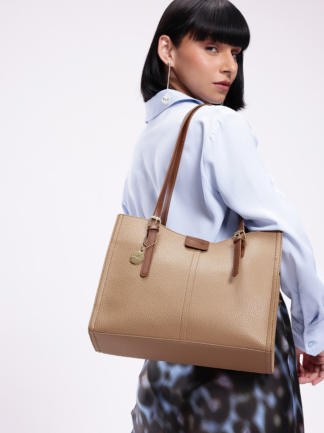 Buy Mast & Harbour Women Structured Office Shoulder Bag With Buckle ...