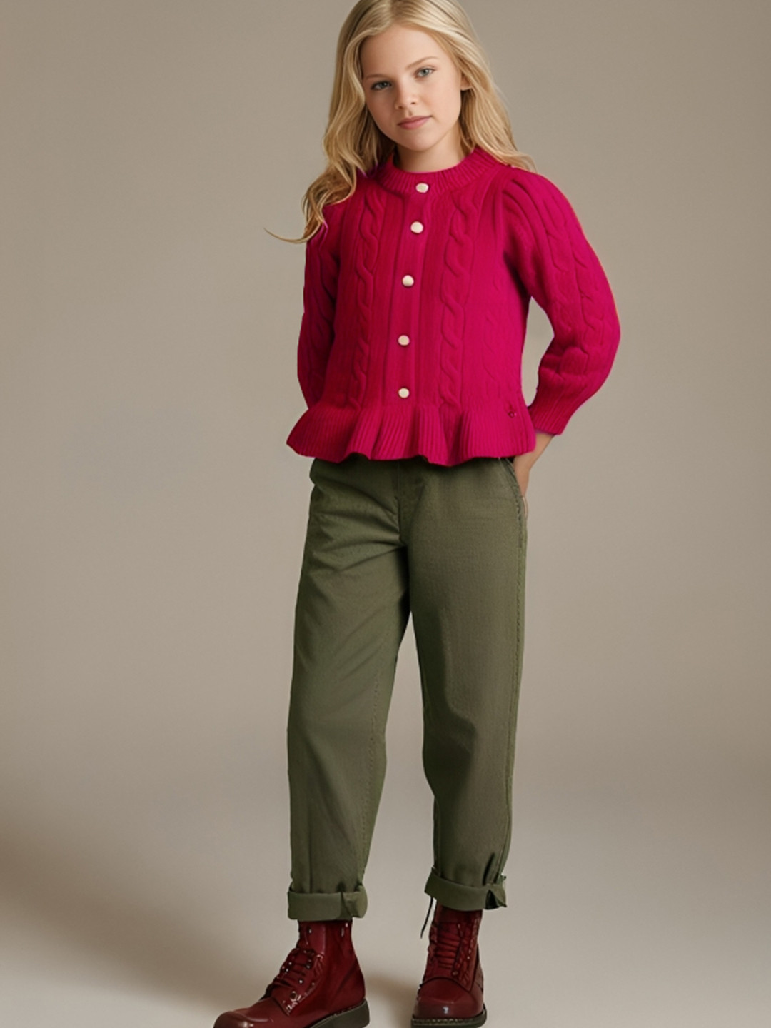 Buy Cherry Crumble Girls Cable Knit Cardigan - Sweaters for Girls ...
