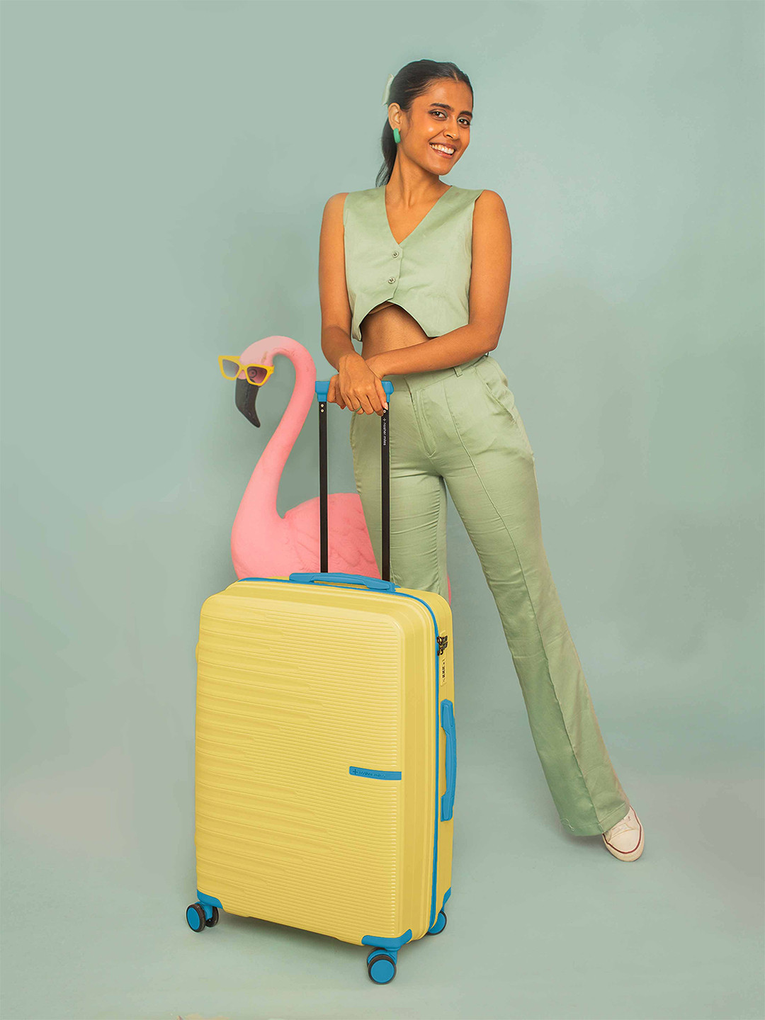 Buy Nasher Miles Havelock Polypropylene TSA Lock Medium Yellow Trolley ...