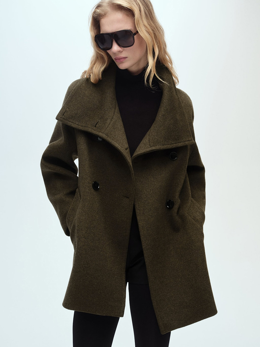 Buy MANGO Wraparound Collar Double Breasted Longline Overcoat - Coats ...