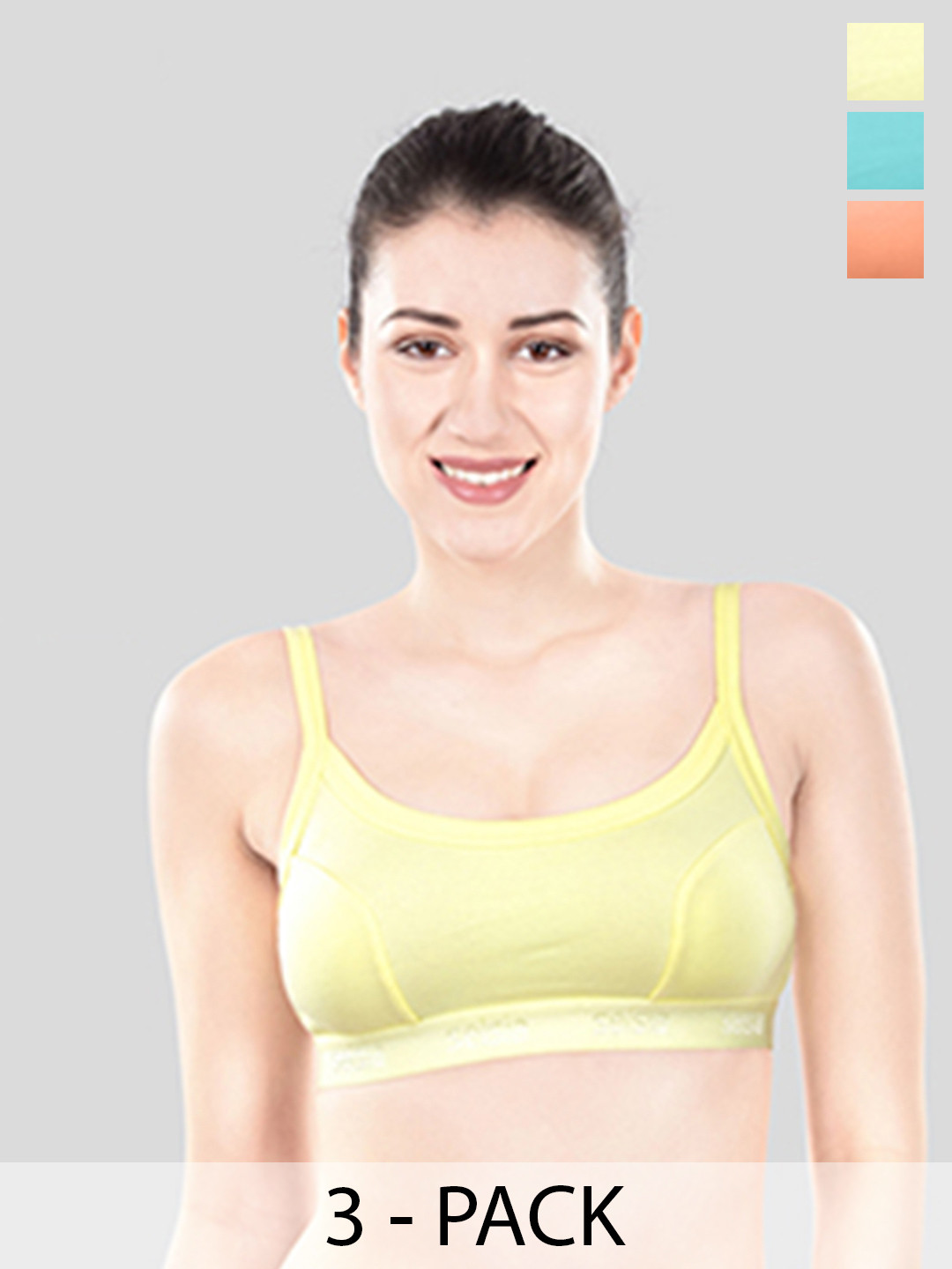 Buy Selsia Pack Of 3 Half Coverage Non Padded Cotton Everyday Bra - Bra ...