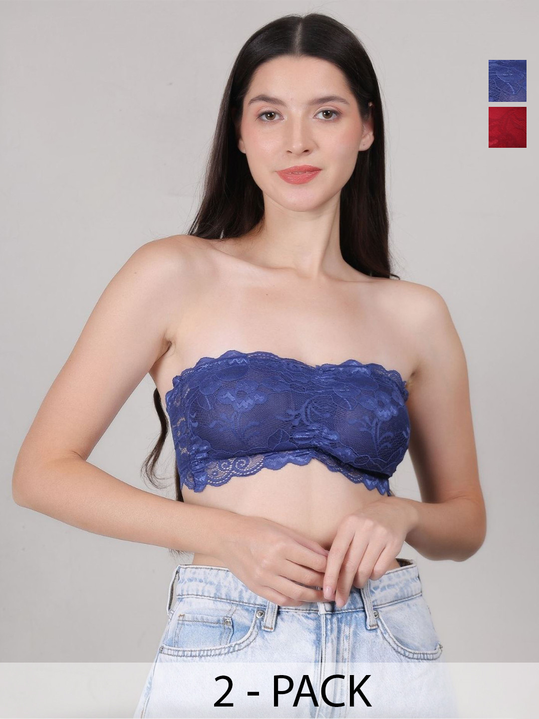 Buy Fabme Women Pack Of 2 Half Coverage Bandeau Bra - Bra for Women ...