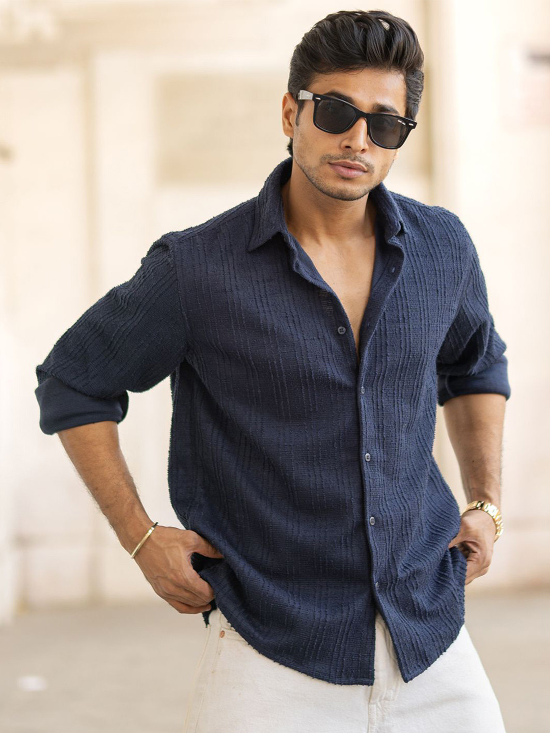 Buy Powerlook Men Spread Collar Solid Casual Shirt - Shirts for Men ...