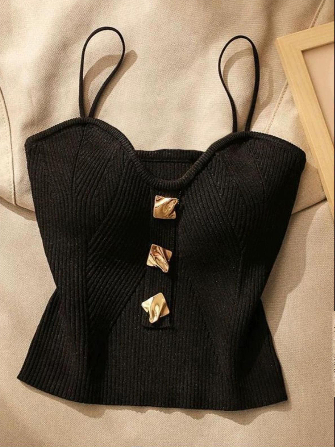 Buy Alamode By Akanksha Black Women Danish Knit Summer Top - Tops for ...