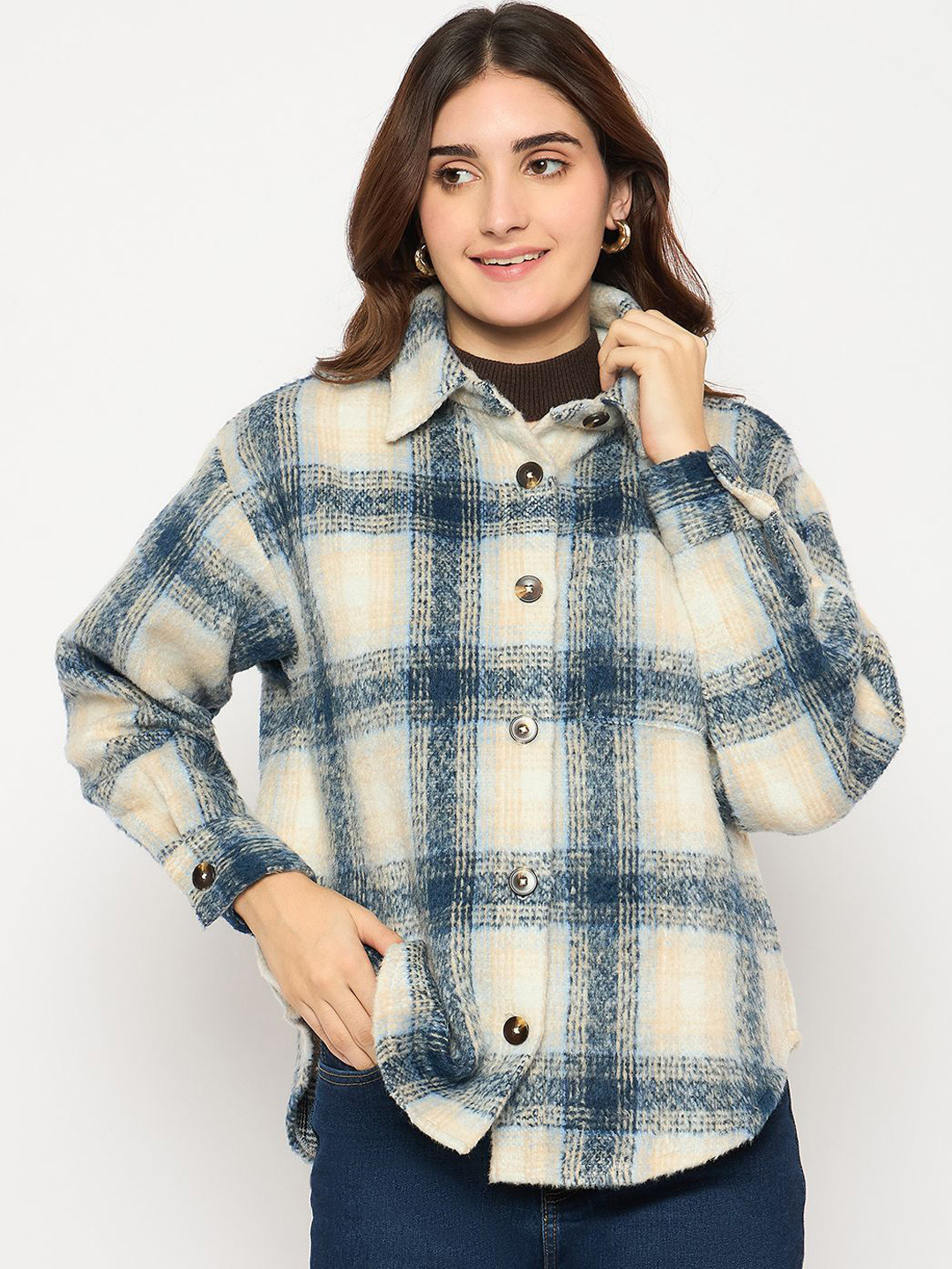 Buy Madame Checked Relaxed Fit Shacket - Shackets for Women 31946623 ...