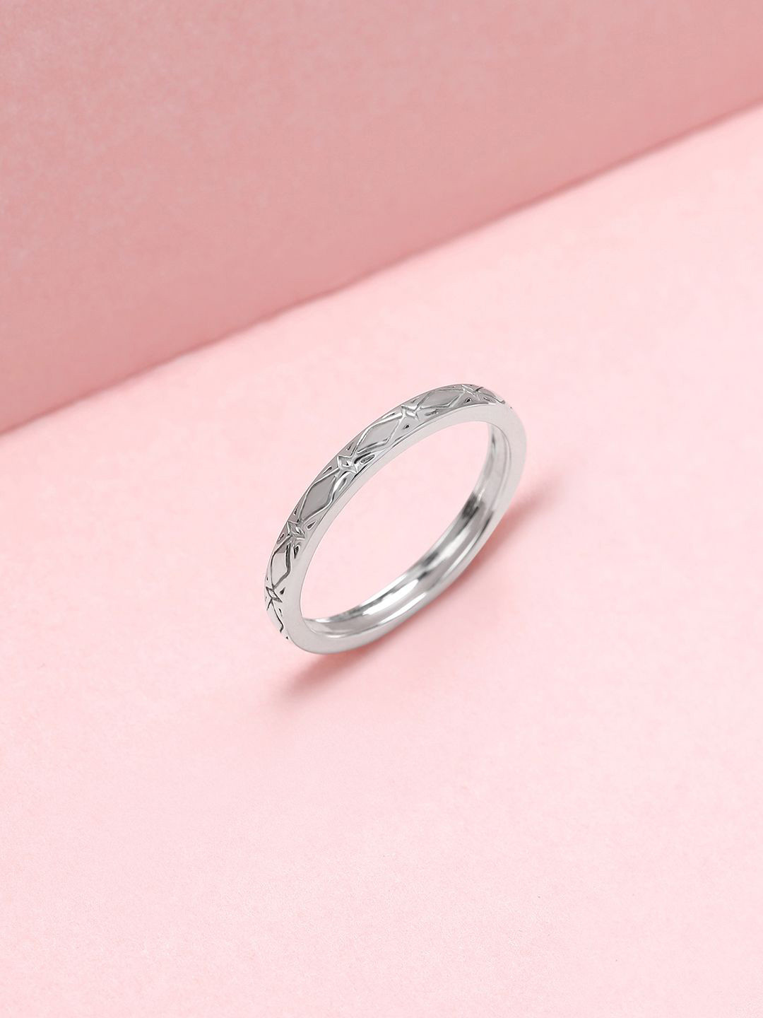 Buy Mia By Tanishq 92.5 Sterling Silver Plated Engraved Accent Finger Ring - Ring for Women ...