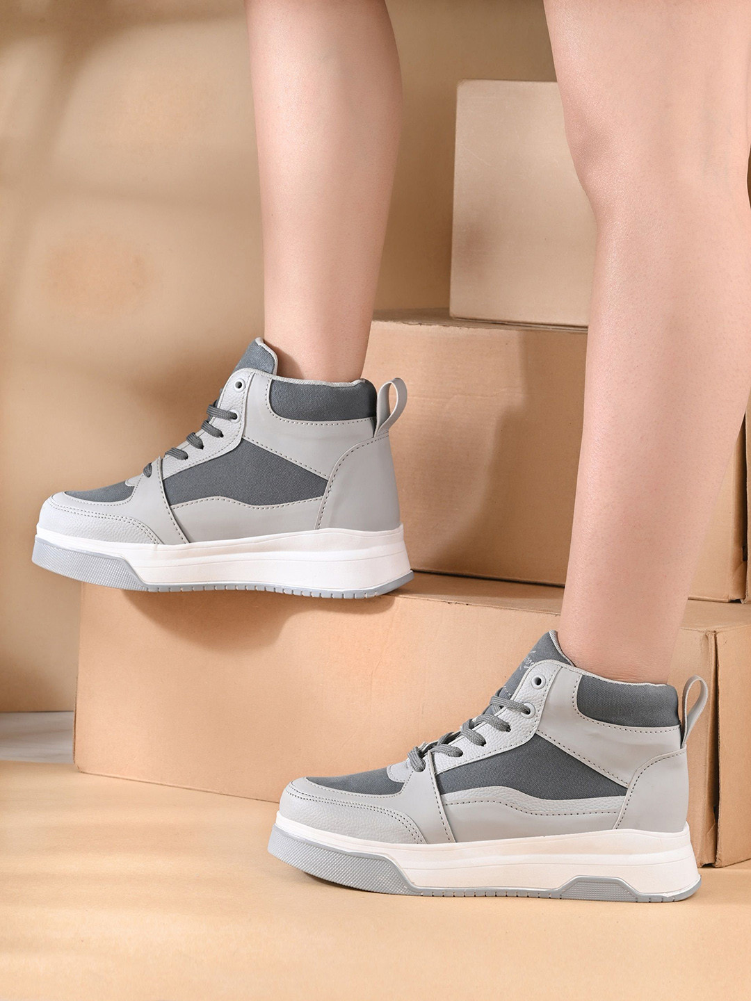 Buy Knoos Women Colourblocked High Top Sneakers - Casual Shoes for ...