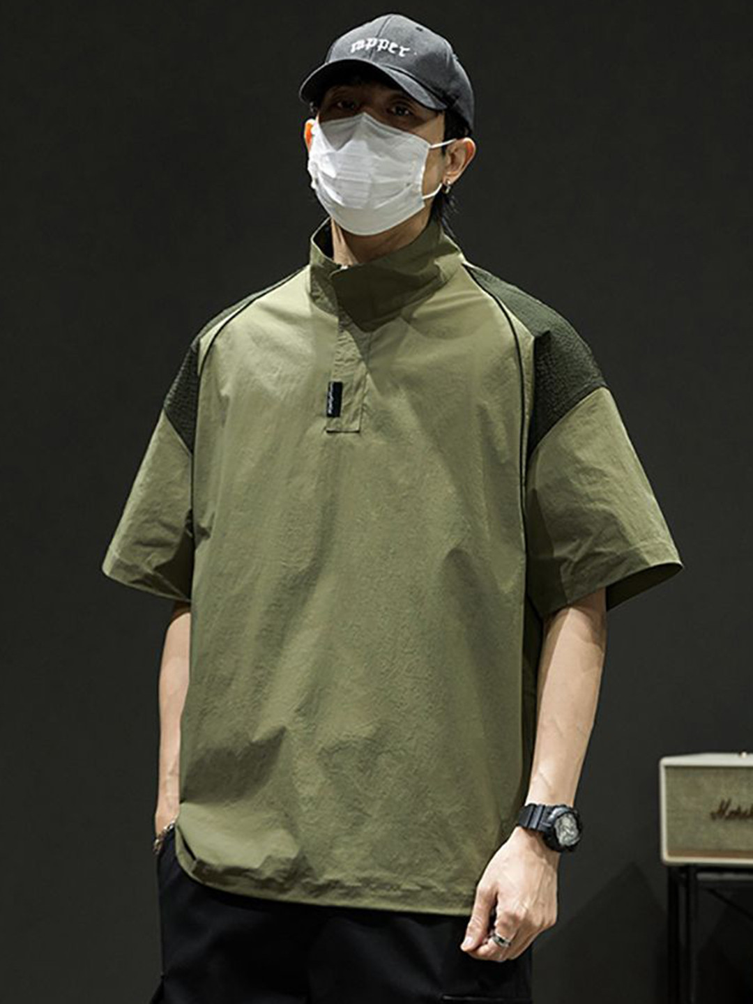 Buy StyleCast X Revolte Men Colourblocked High Neck Relaxed Fit T Shirt ...