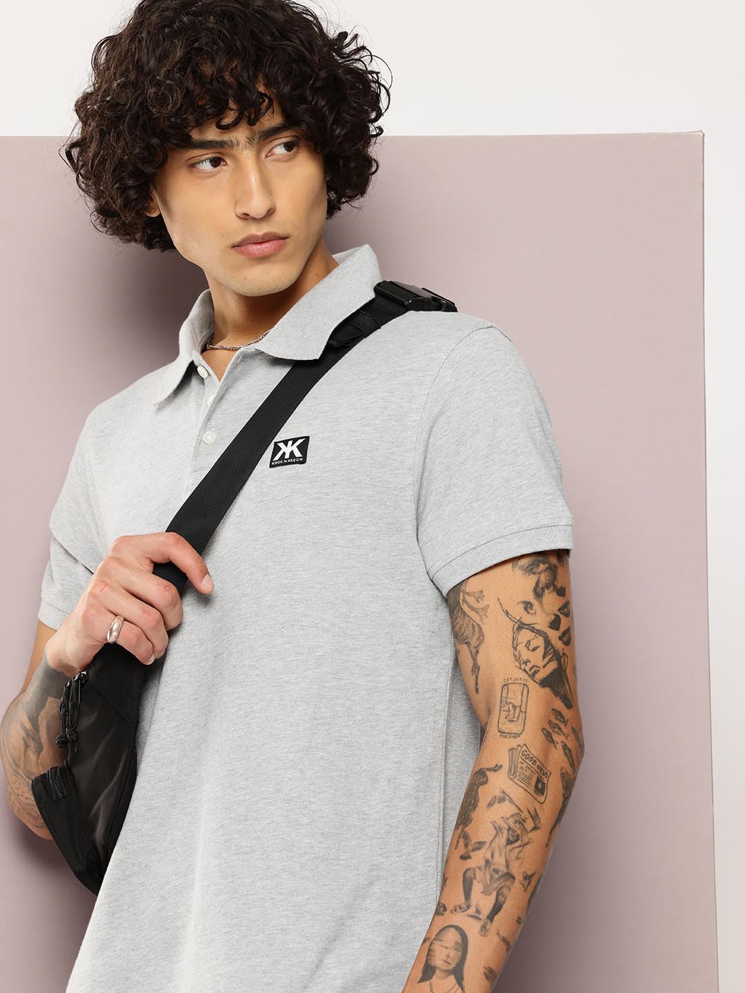 Buy Kook N Keech Brand Logo Detail Pure Cotton Polo Collar T Shirt ...