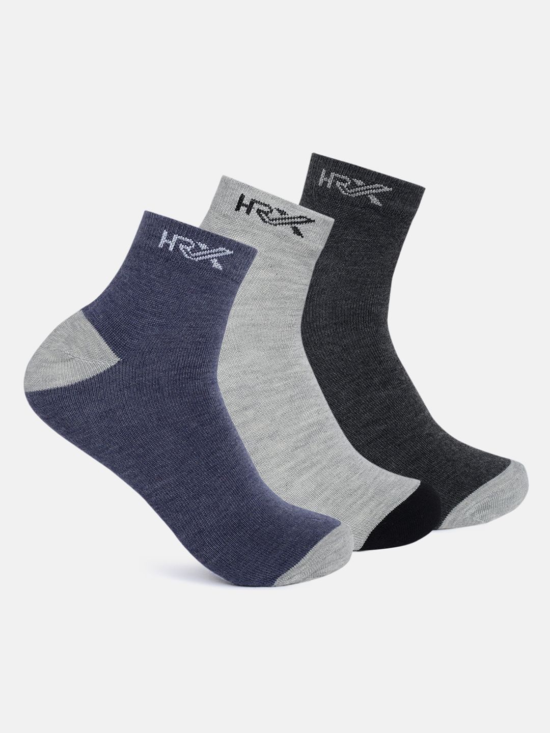 Buy HRX By Hrithik Roshan Men Pack Of 3 Striped Ankle Length Socks ...