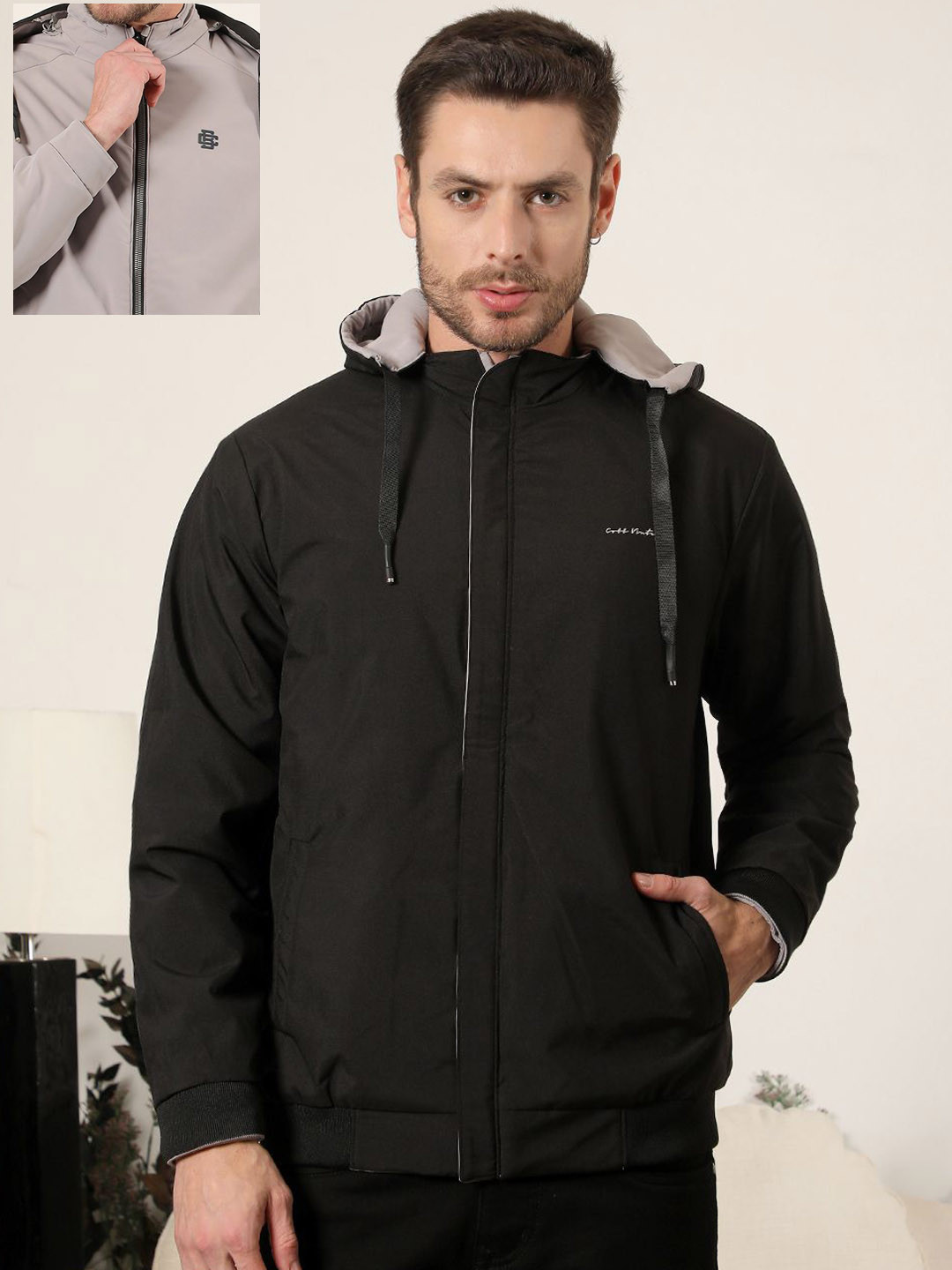 Buy COBB Men Hooded Solid Casual Reversible Bomber Jacket - Jackets for Men 31961642 | Myntra