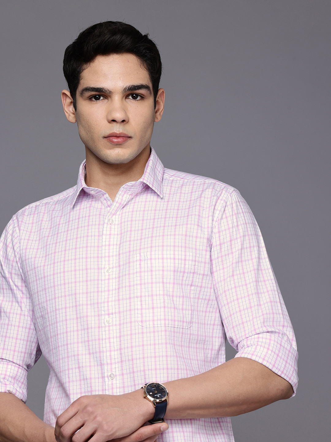 Buy Raymond Pure Cotton Slim Fit Checked Casual Shirt - Shirts for Men ...