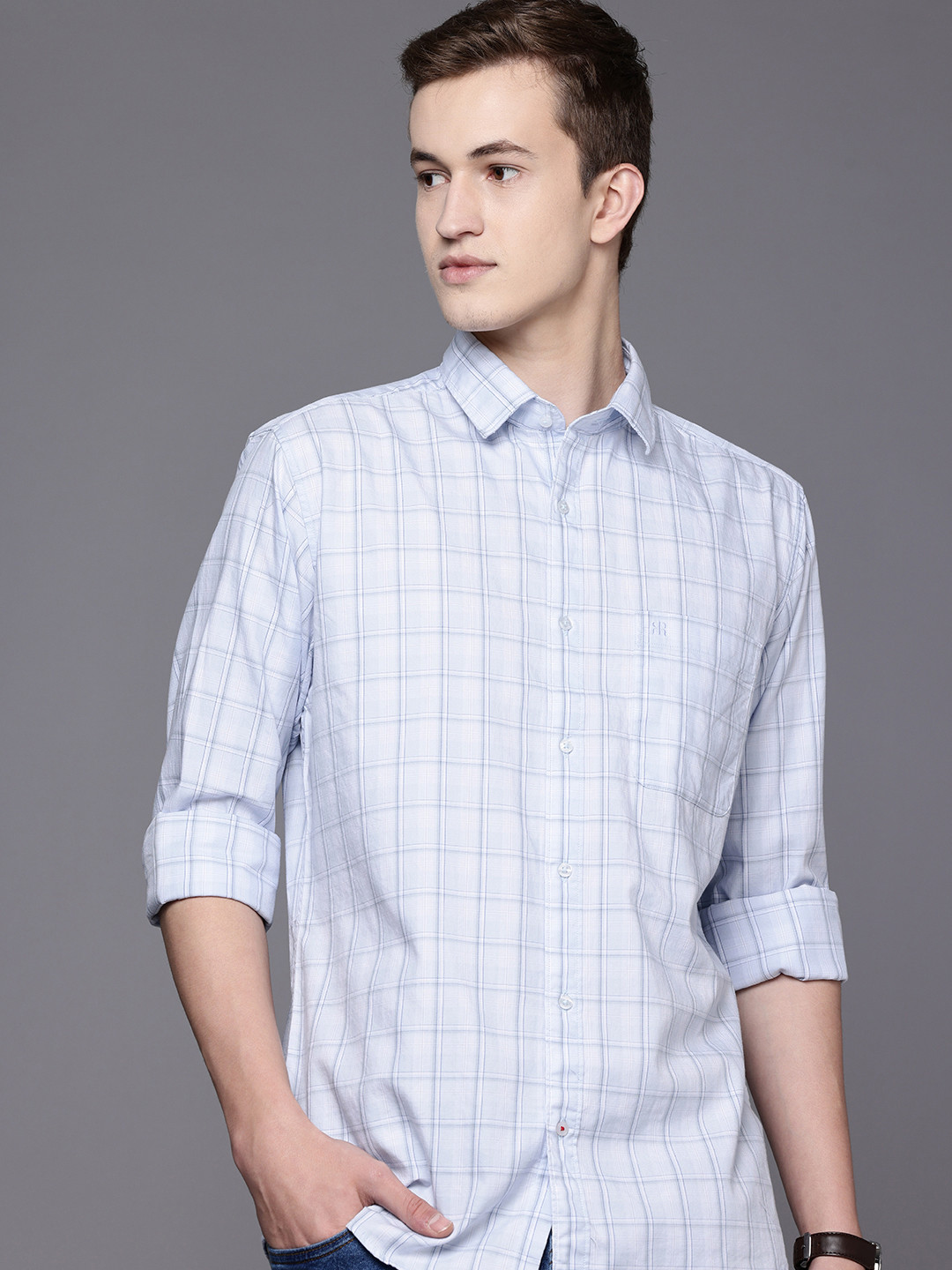 Buy Raymond Pure Cotton Slim Fit Checked Casual Shirt - Shirts for Men ...