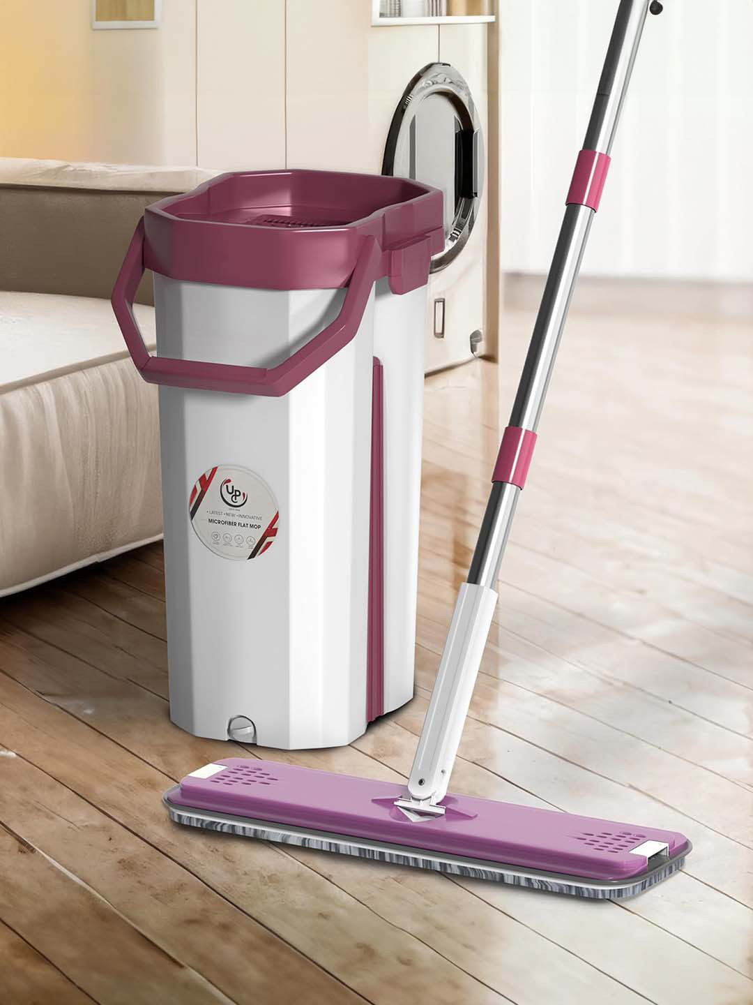 Buy UPC Burgundy Mop With Bucket Floor Cleaner Mop - Bathroom ...