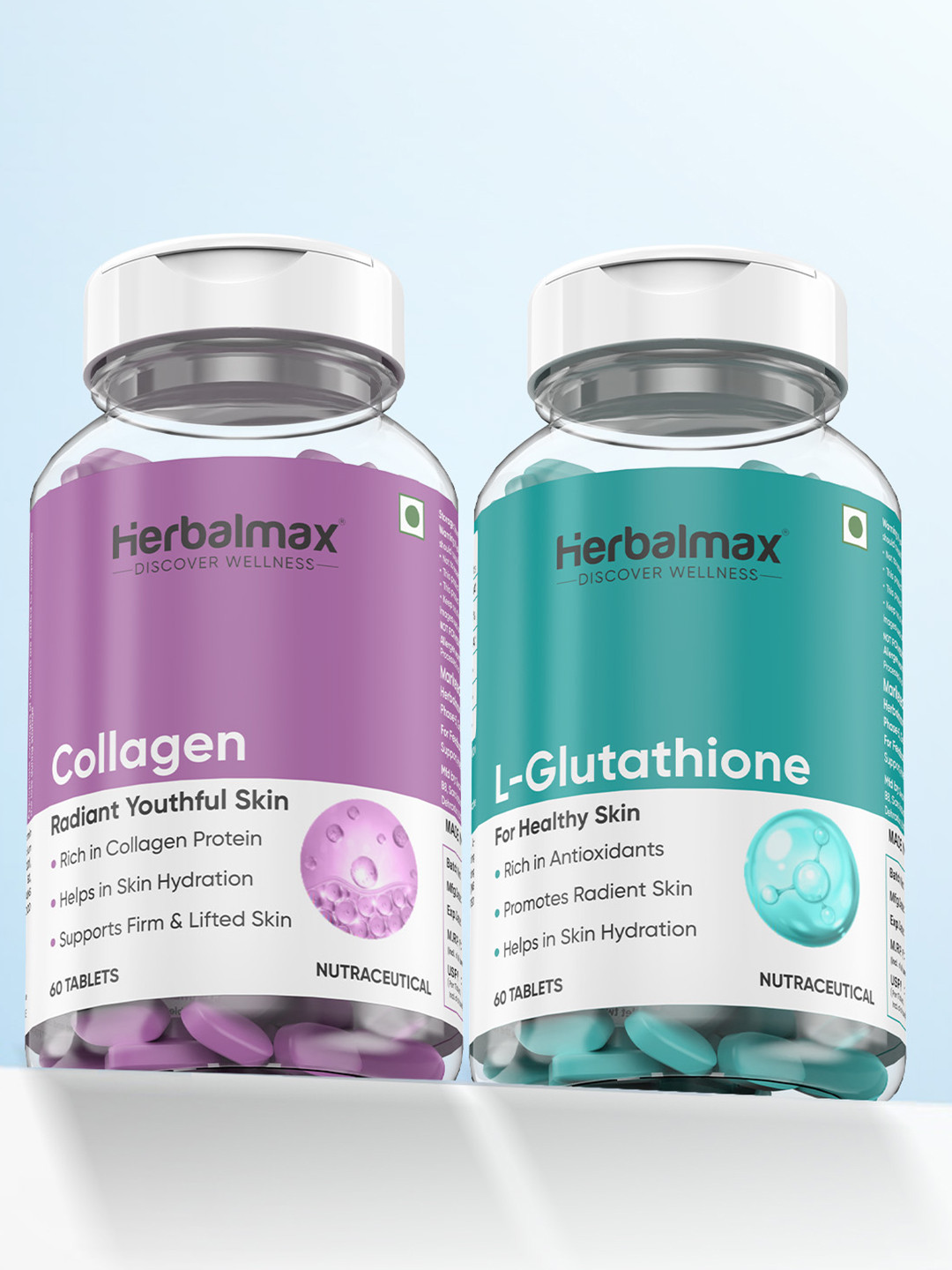 Buy Herbal Max Set Of Skin Youthful Collagen & L Glutathione Tablets 60 ...