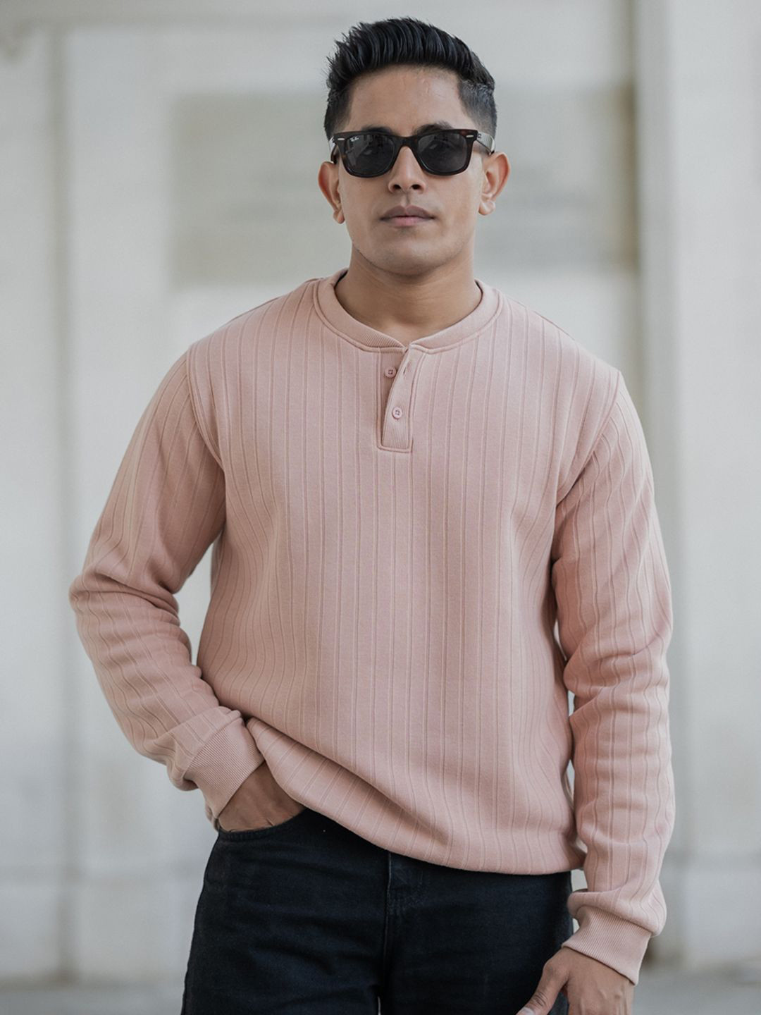 Buy Powerlook Men Self Design Henley Neck Sweatshirt - Sweatshirts for ...