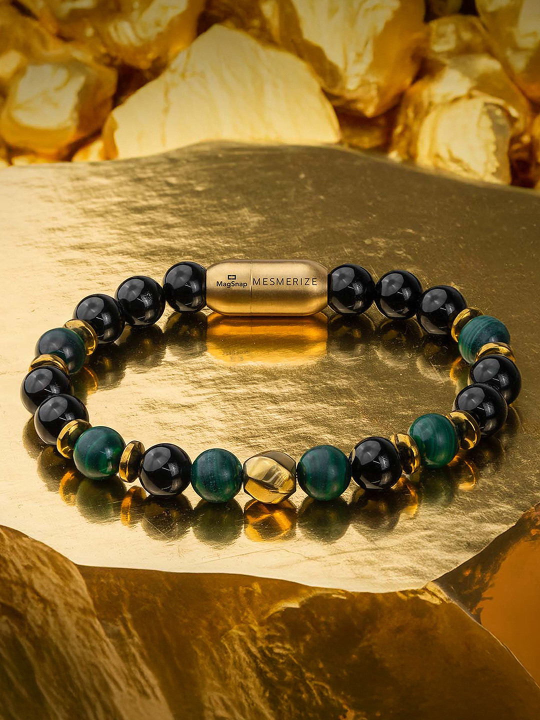 Buy Mesmerize Gloss Onyx & Malachite Stone Magsnap Bracelet - Bracelet ...