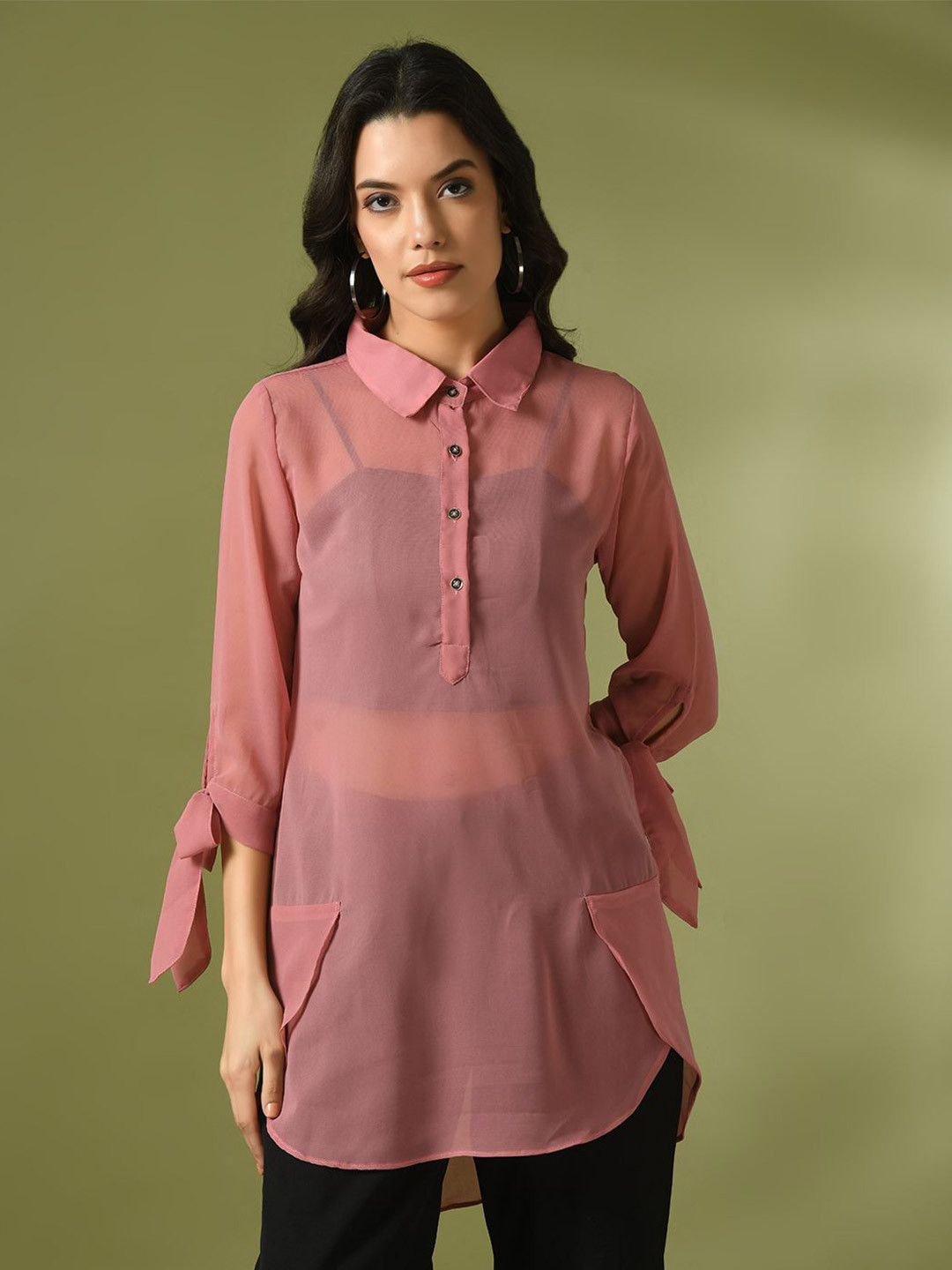 Buy The Roadster Lifestyle Co Longline Sheer Tunic - Tunics for Women ...